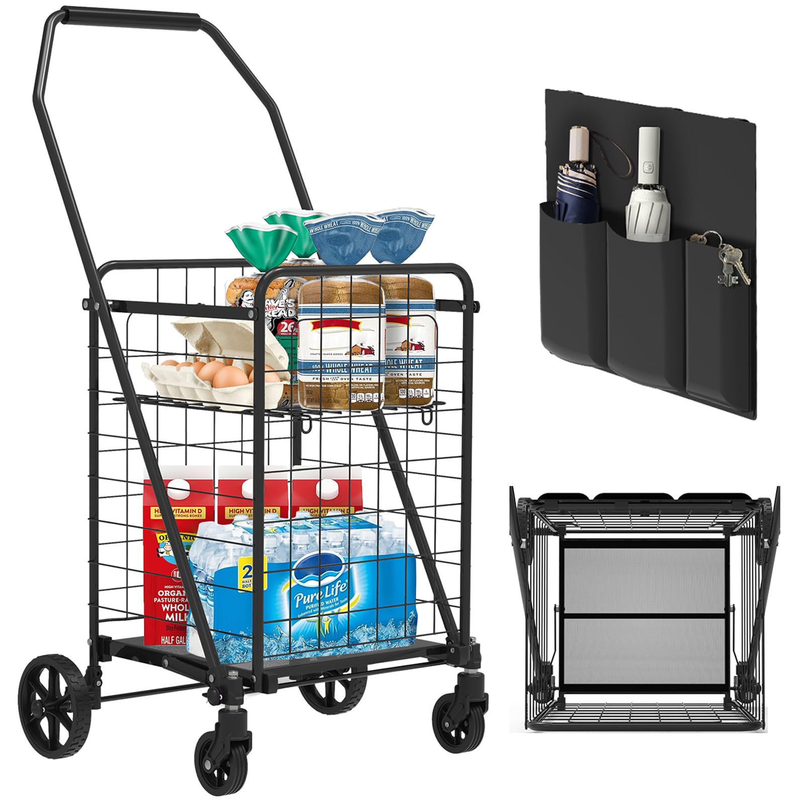 Amazon.com: Shopping Carts for Groceries with Adjustable Shelf, Small ...