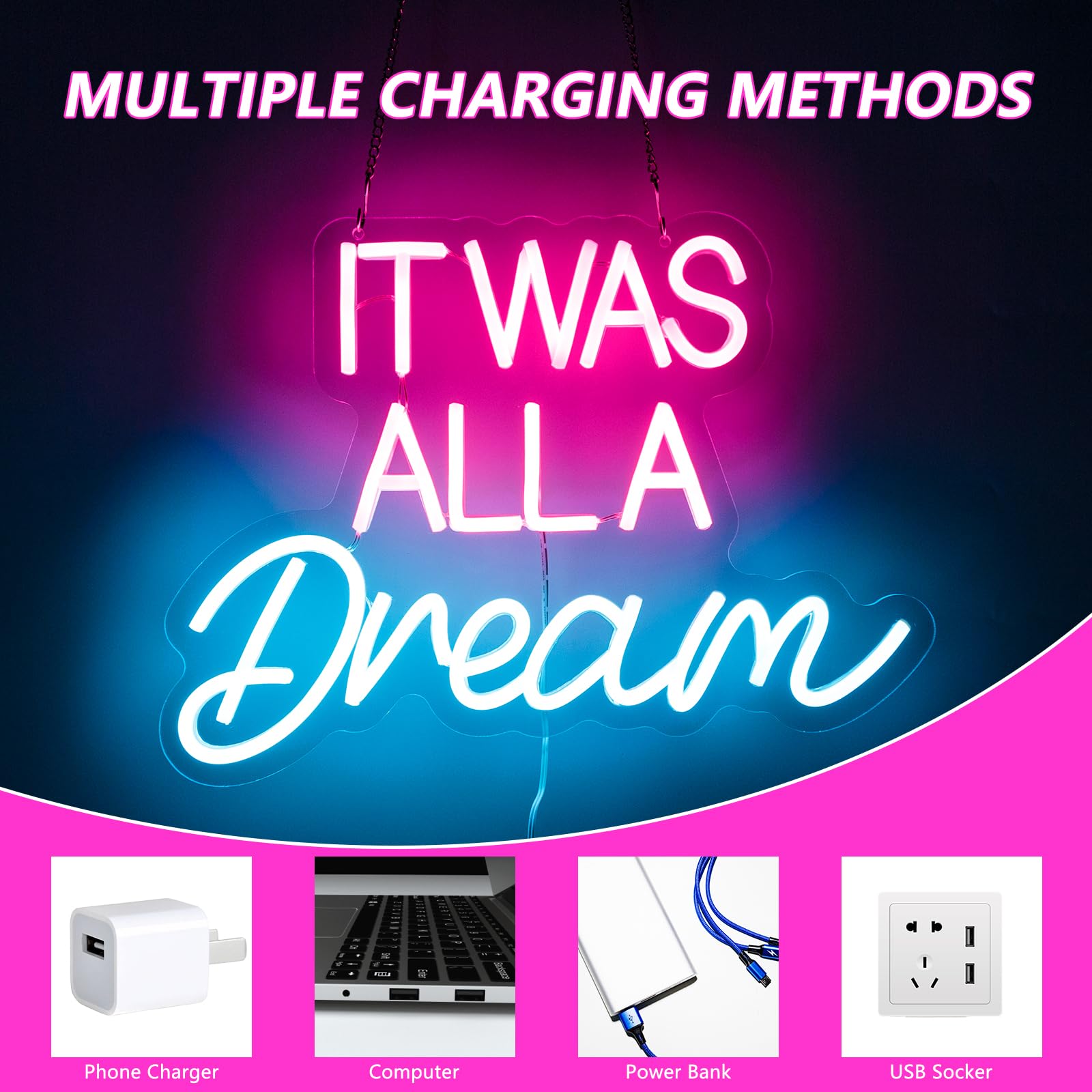 It's All a Dream Neon Sign For Wall Decor Studio Room Led Lights ...