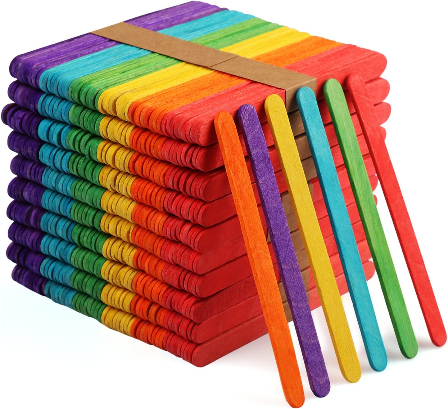 Amazon.com: 1800 PCS Colored Popsicle Sticks, 4.5 Inch, Rainbow Colored ...