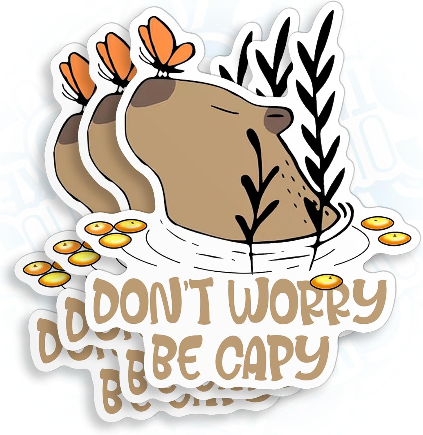 Amazon.com: (3Pcs) Don't Worry Be Capy Sticker Funny Capybara Cute Meme ...