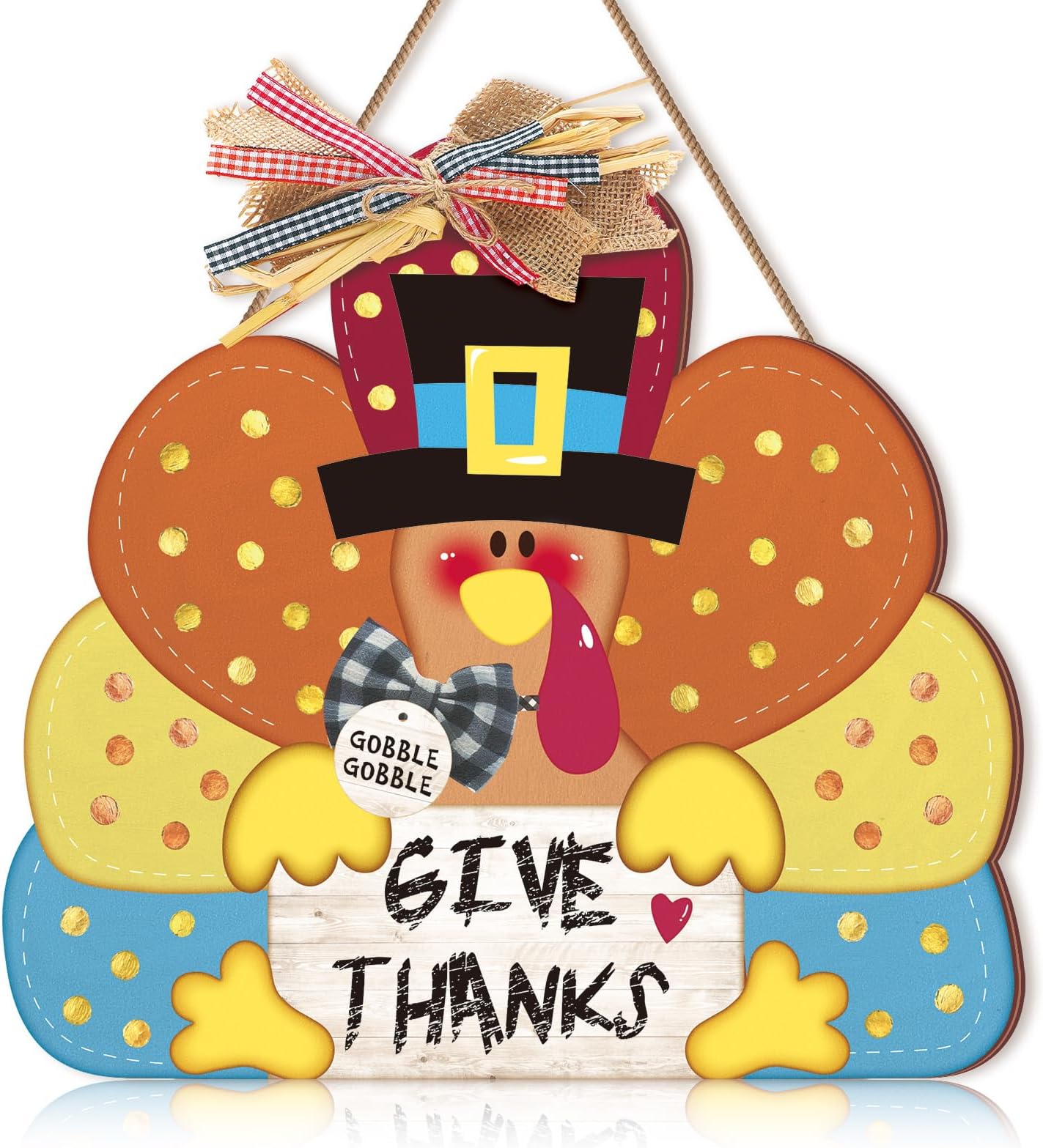 Amazon.com : Boao Thanksgiving Turkey Door Sign Turkey Wooden Door ...