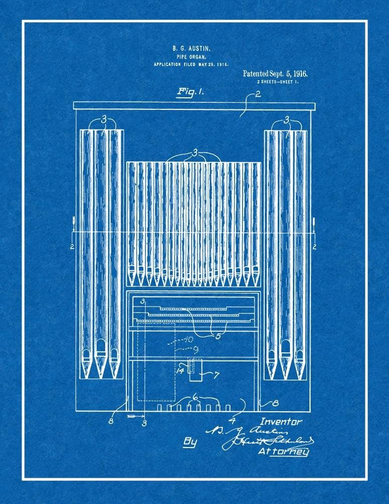 Amazon.com: Pipe Organ Patent Print Blueprint with Border (24" x 30 ...