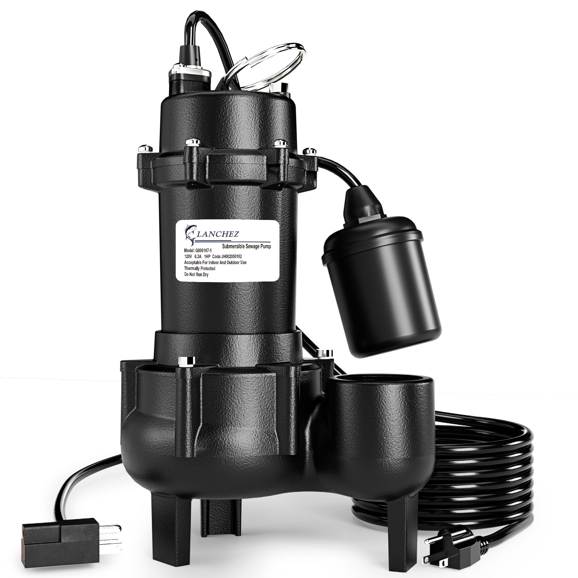 Snapklik.com : LANCHEZ 1HP Submersible Sewage Pump, Heavy Duty Cast ...