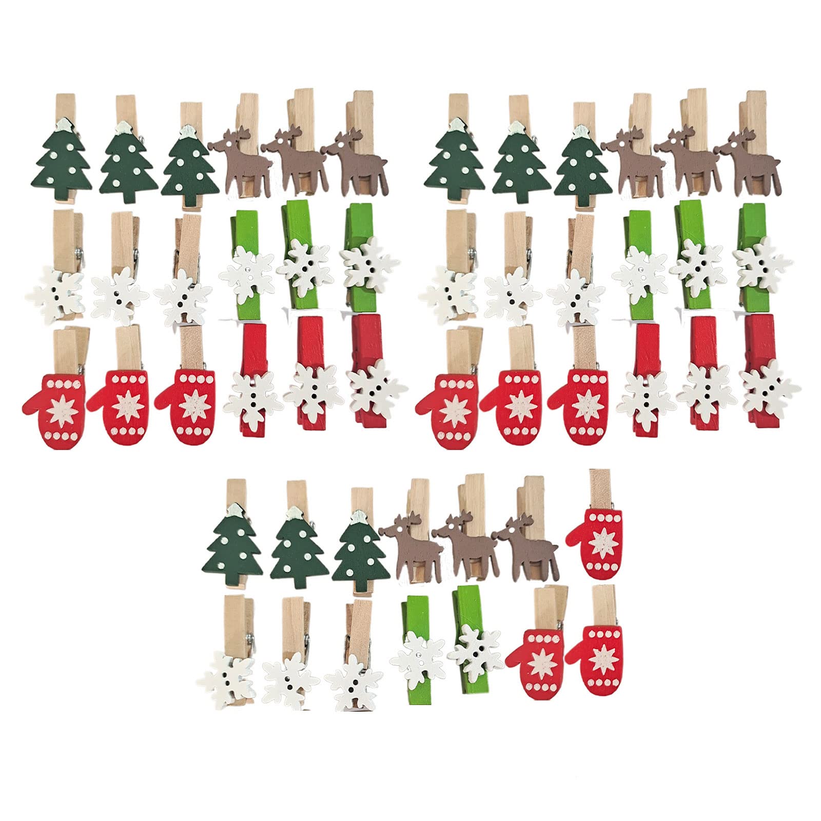 Amazon.com: 50PCS Mini Christmas Clips Wooden Snowflake Clothespins ...