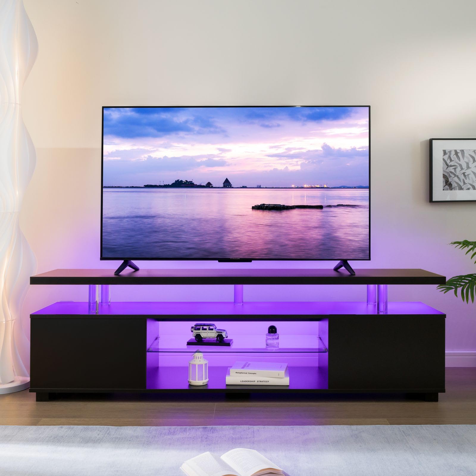 Amazon.com: DobleCliCli TV Entertainment Center LED TV Stand, Gaming ...