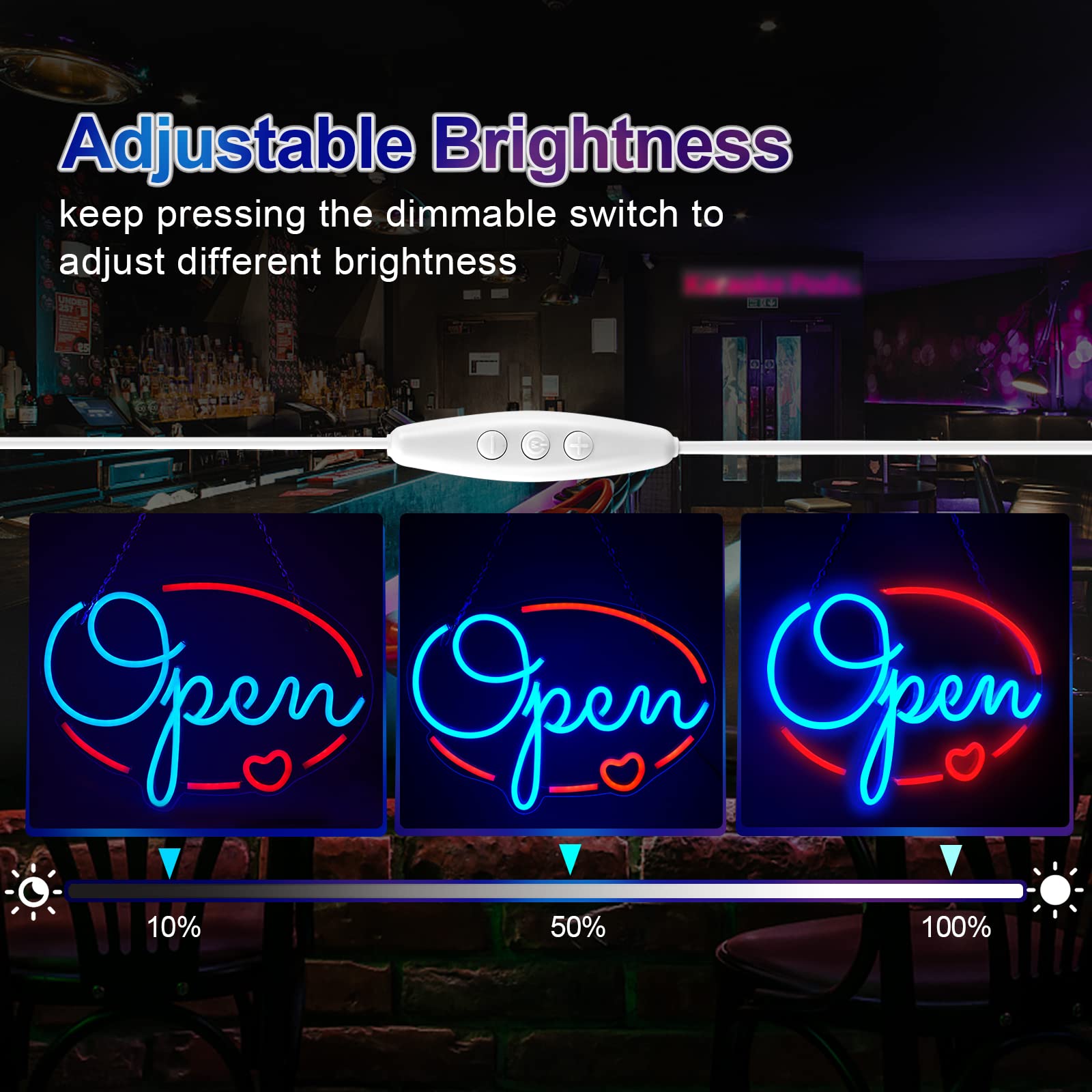 Snapklik.com : Open Sign For Business, 16"x 12" Brightness Adjustable ...