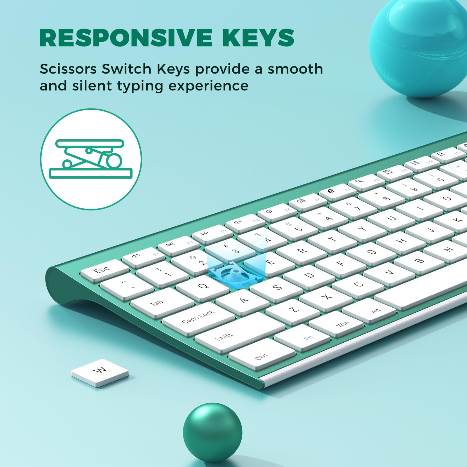 Wireless Keyboard and Mouse, Vssoplor 2.4GHz Rechargeable Compact Quiet ...