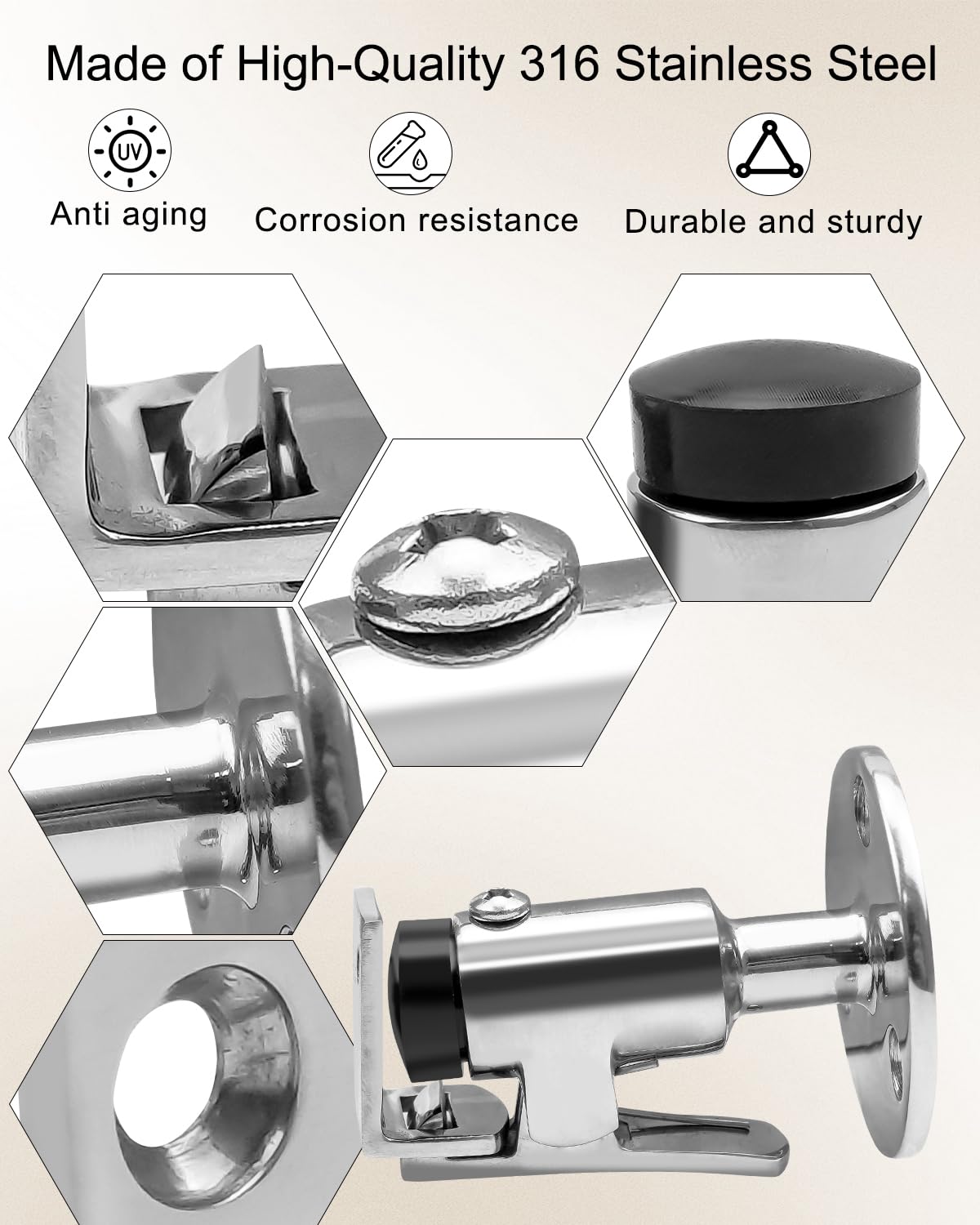Snapklik.com : Door Stopper Catch Set Marine Grade 316 Stainless Steel ...