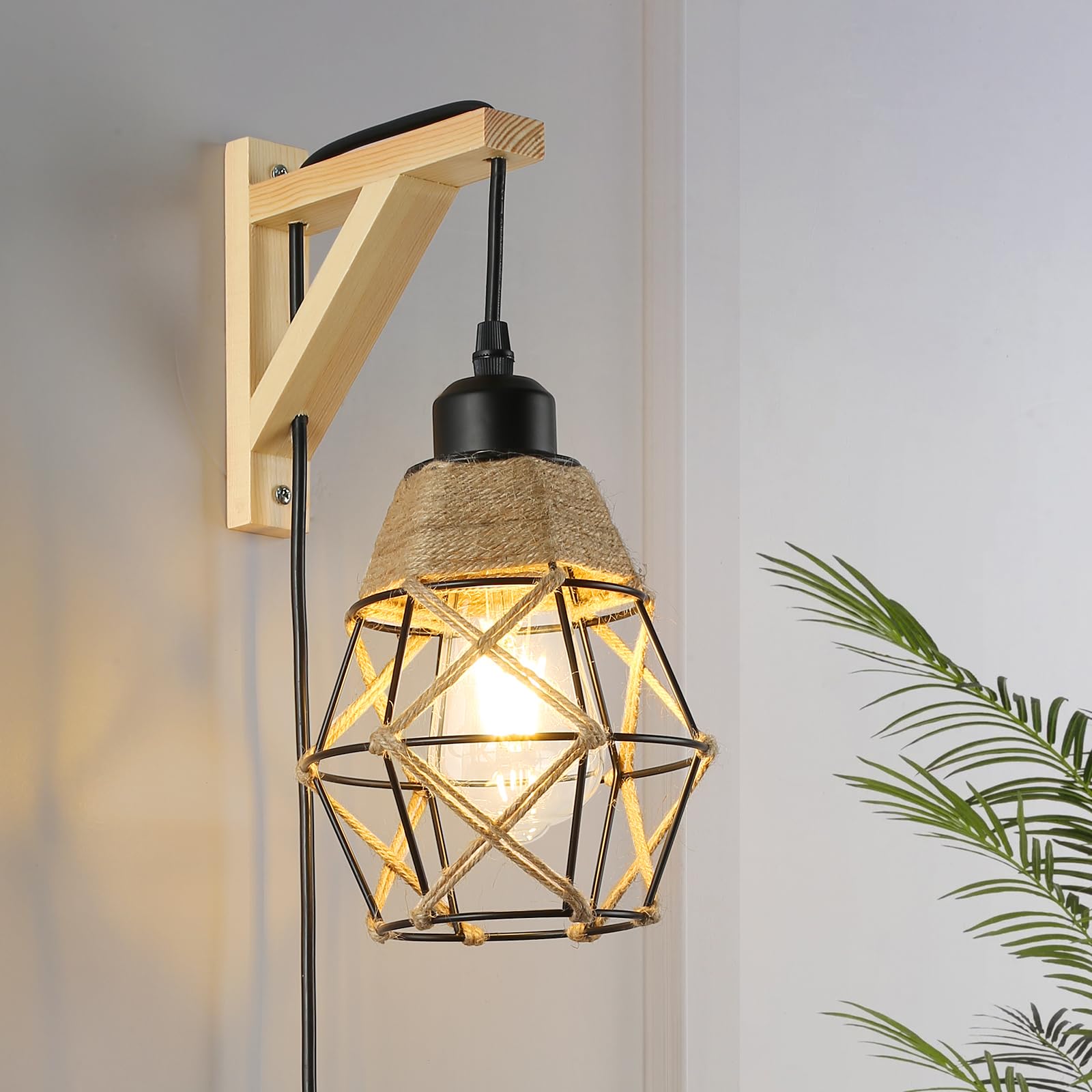 Farmhouse Plug in Wall Light Fixtures, Adjustable Hanging Wall Mount ...