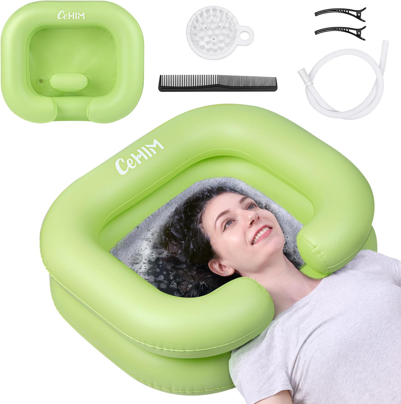 Amazon.com: Upgraded Inflatable Hair Washing Basin with Built-in Manual ...