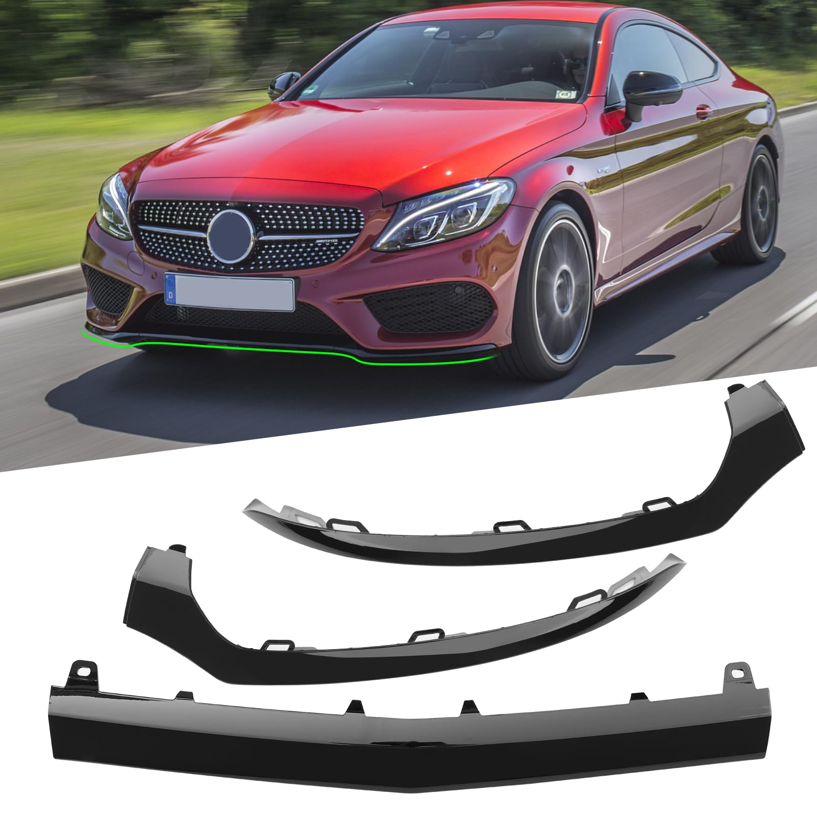Amazon.com: Jaronx Compatible with Mercedes-Benz W205 Front Bumper Trim ...