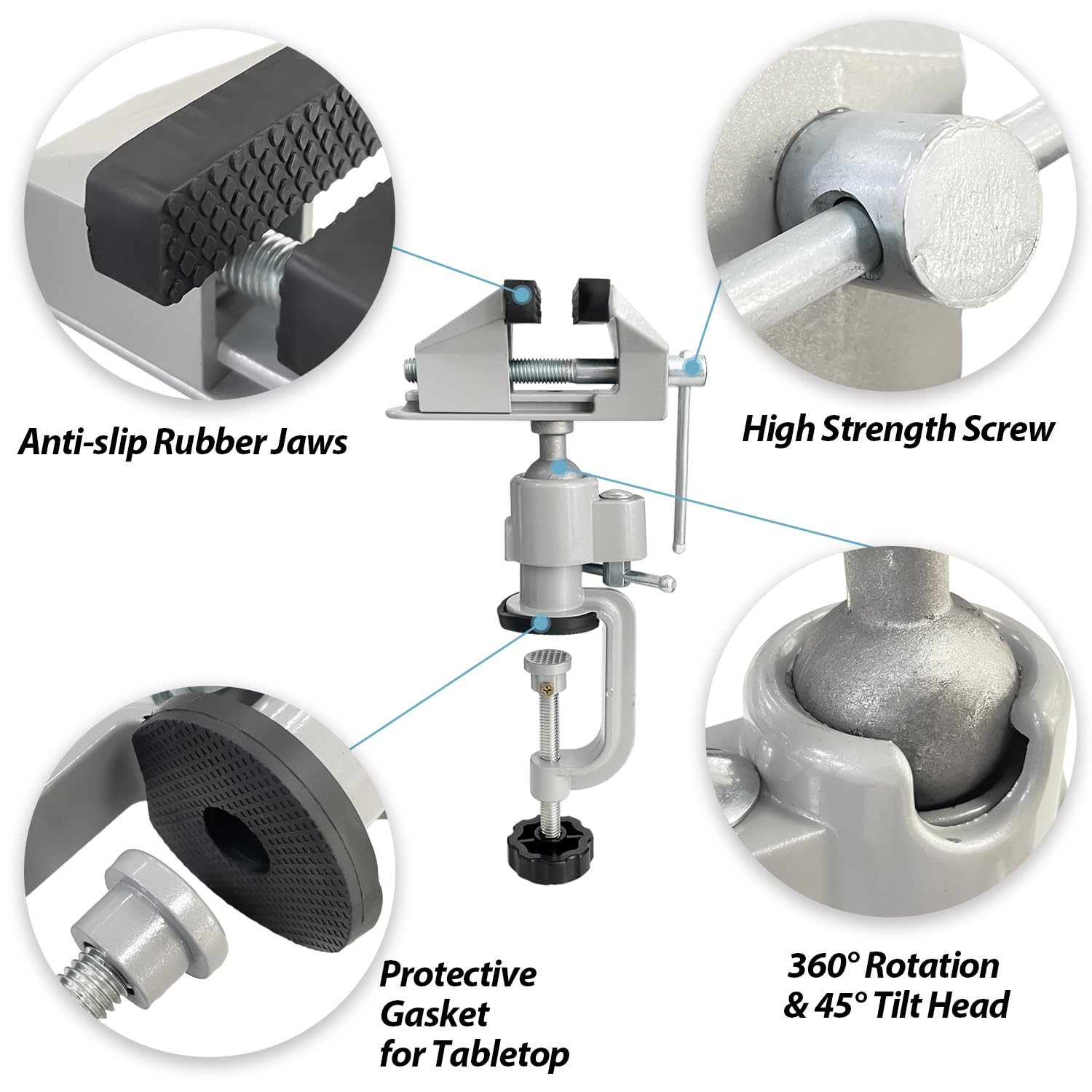 Snapklik.com : 3" Universal Table Vise Swivel Bench Vise Tabletop Clamp ...