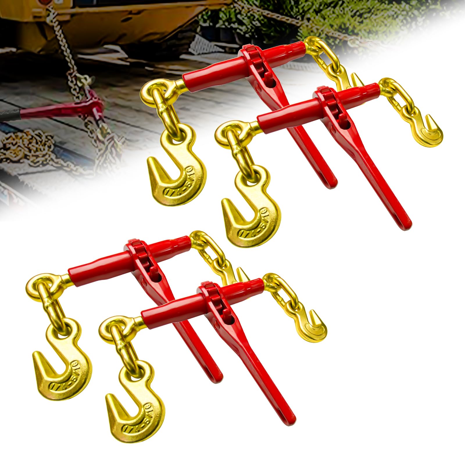 Amazon.com: FITHOIST Ratchet Chain Binders 1/4'' - 5/16'' | 4-Pack Load ...