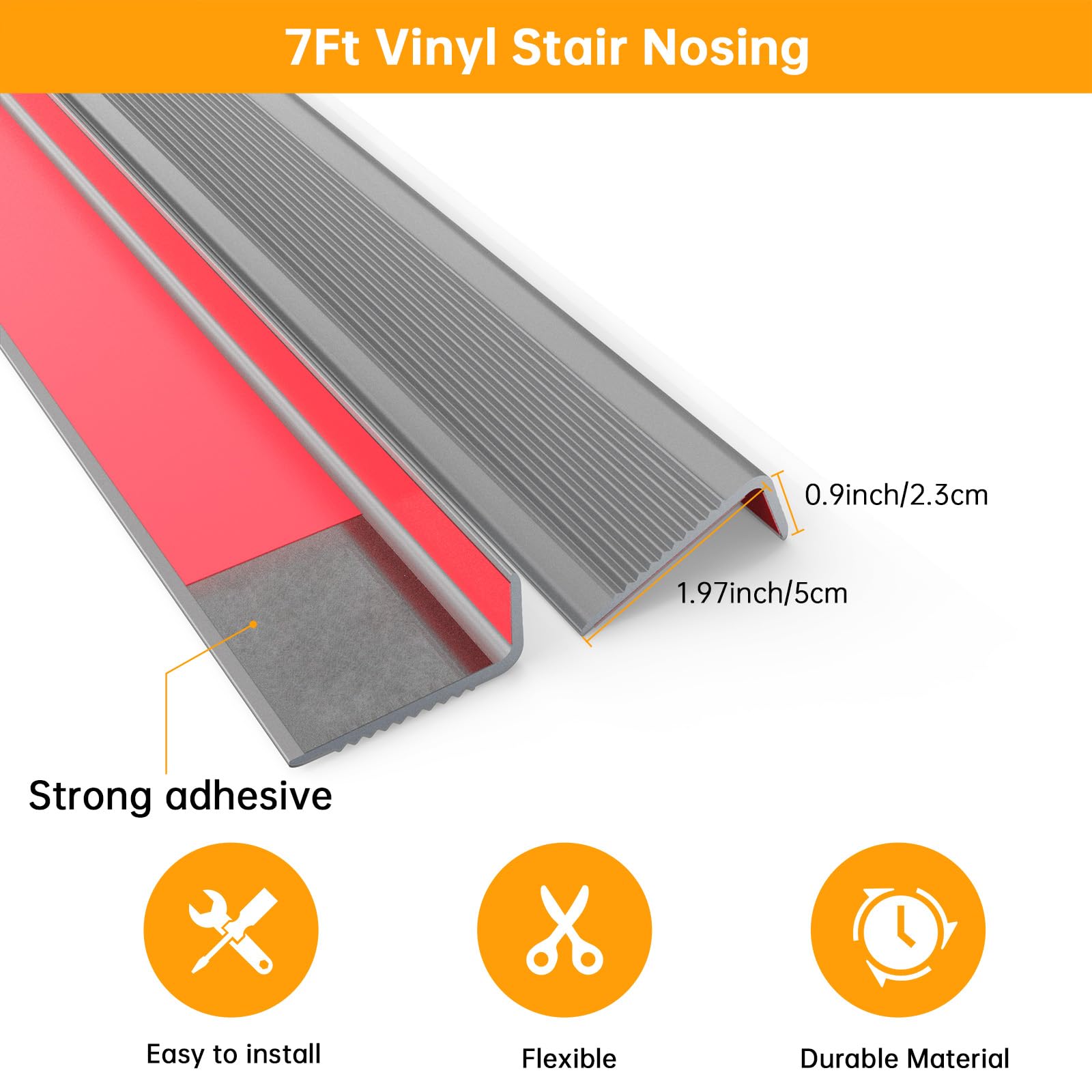 Snapklik.com : Vinyl Stair Nosing 7ft Stair Edge Trim Rubber Stair ...