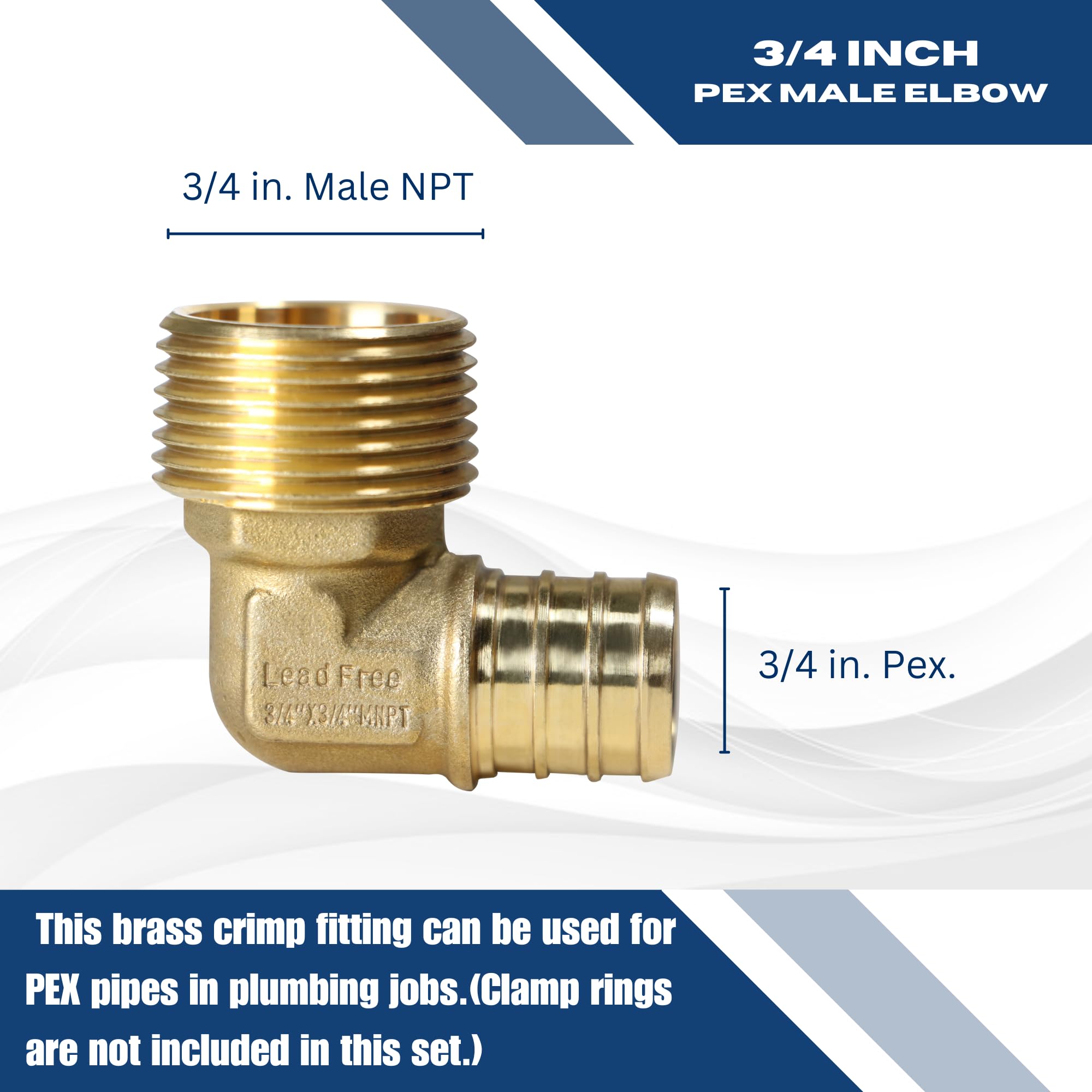 3/4 PEX Elbow Fittings 5-Pack XFITTING 3/4" PEX Elbow Fittings – Lead ...