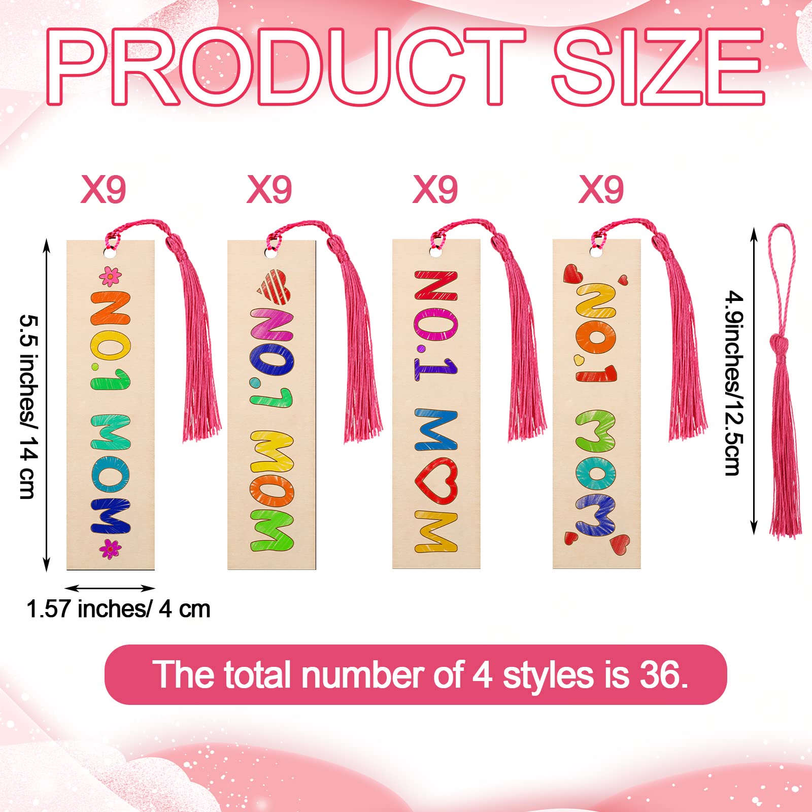 Snapklik.com : Jutom 36 Pcs Color Your Own Mothers Day Bookmarks DIY ...