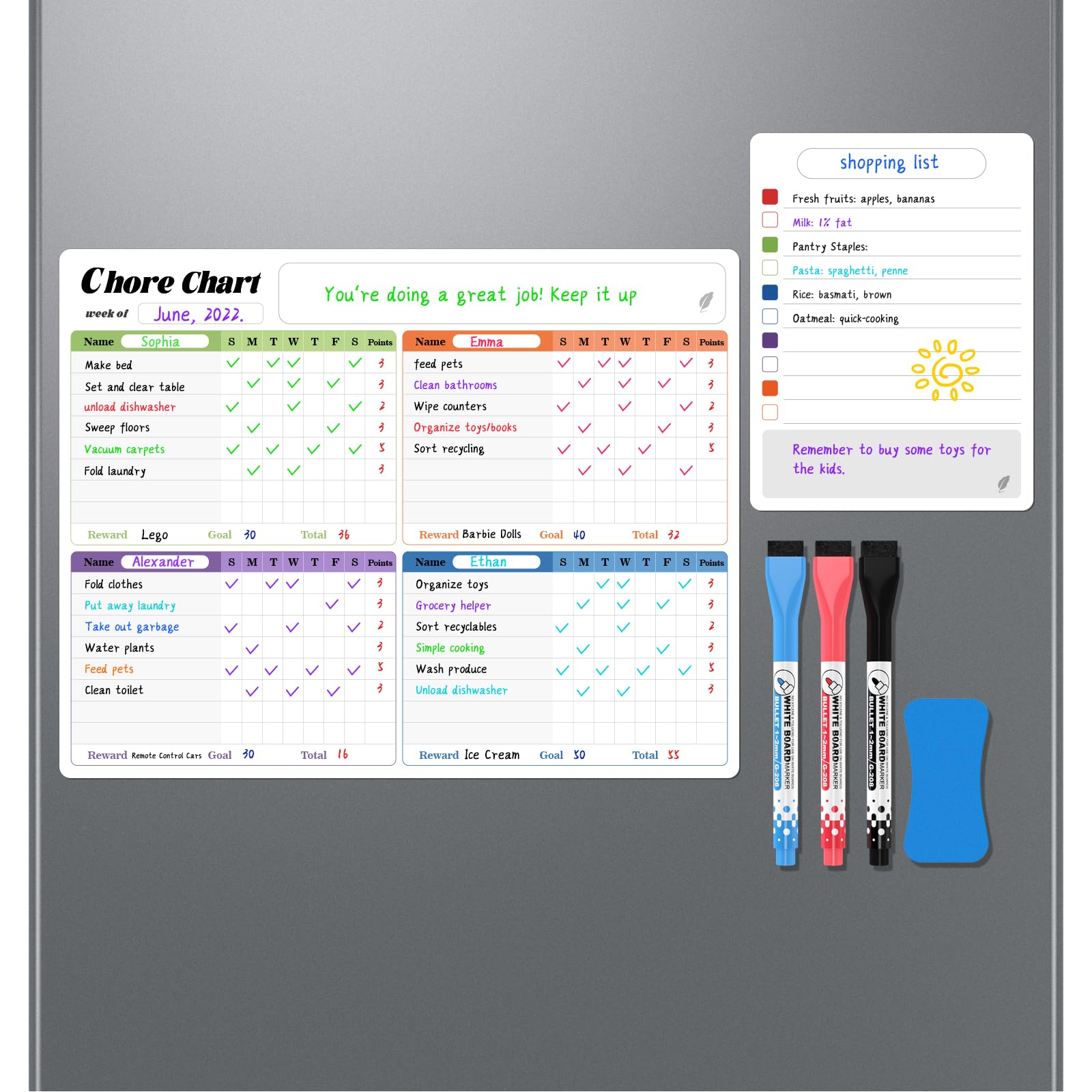Amazon.com : Magnetic Dry Erase Chore Chart for Fridge, 11 x 14inch 2 ...