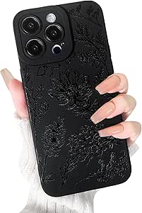 Amazon.com: Lovmooful Compatible for iPhone 16 Pro Case Cute Cool Flower Floral Black Design for ...