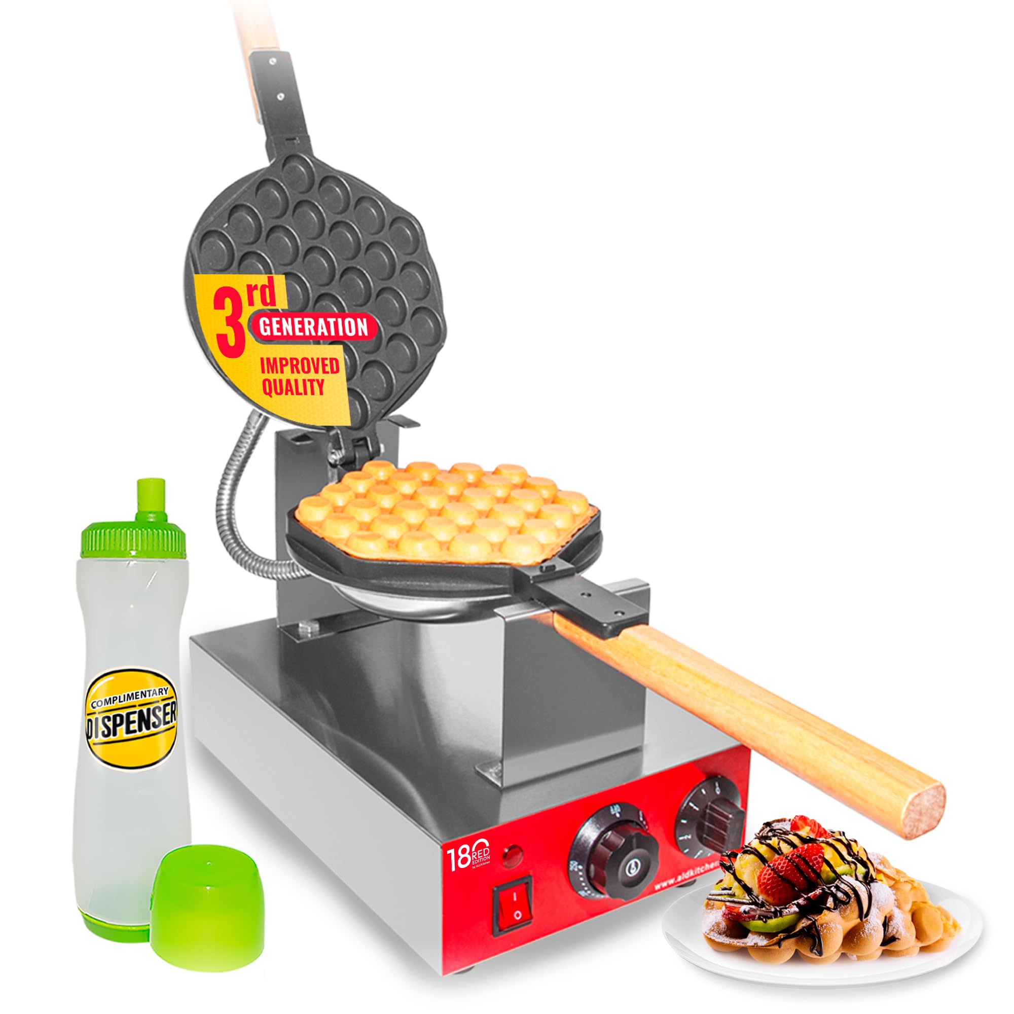 Aldkitchen Bubble Waffle Maker Machine Professional Egg Waffle Iron 1 ...