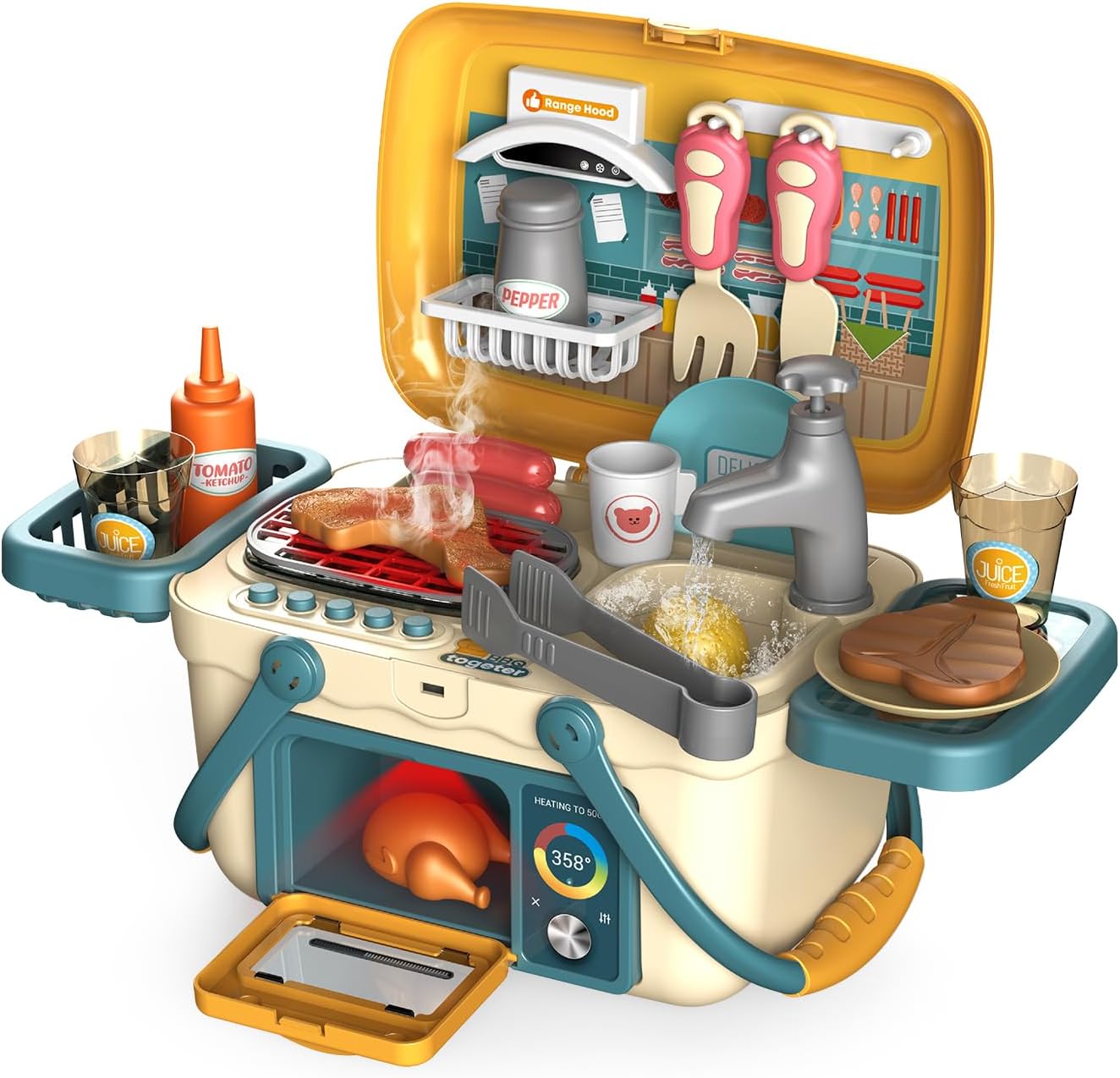 Amazon.com: PALYSOM Kids Play Kitchen Toys, BBQ Kitchen Playset ...