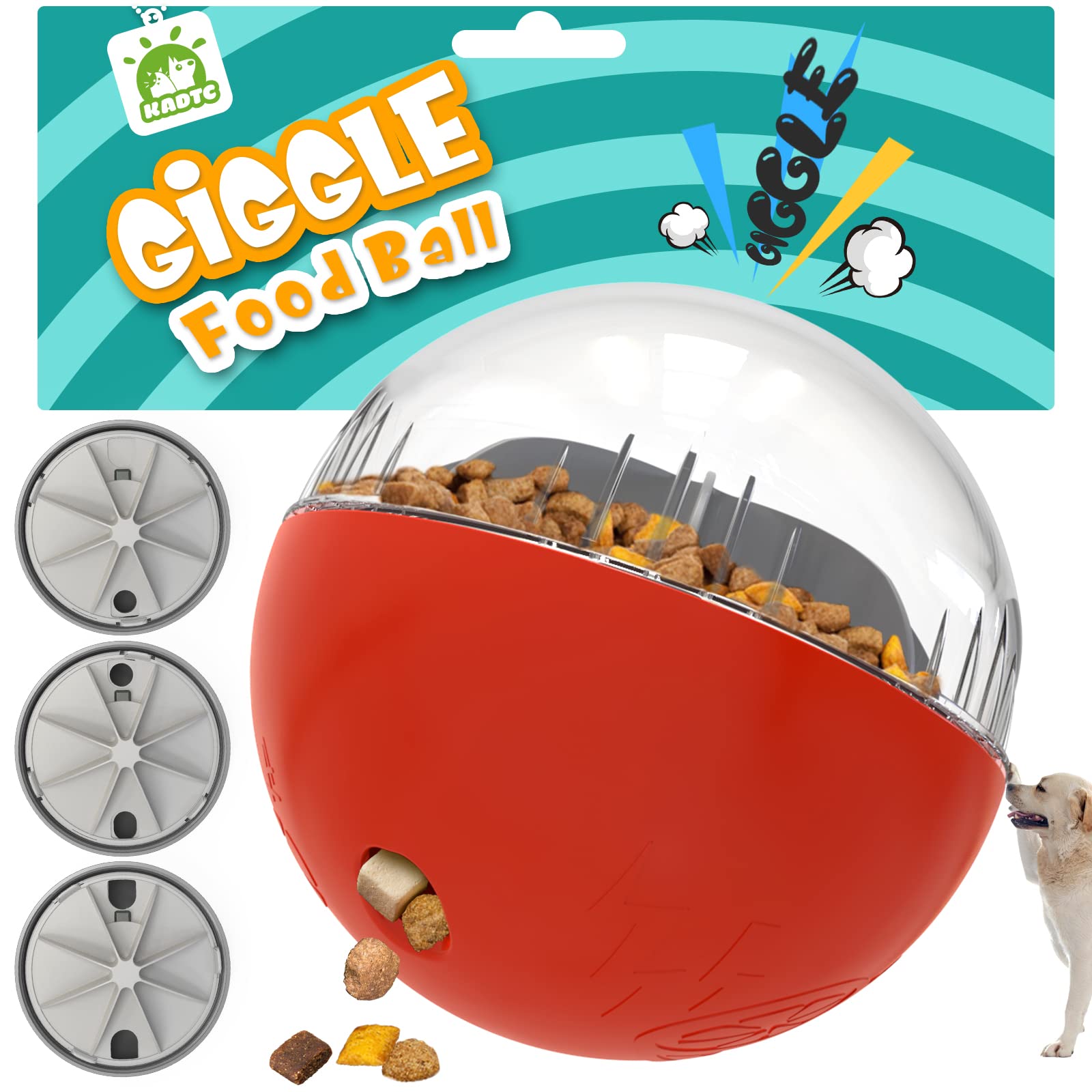 TLKNG Dog Balls Adjustable Food Dispensing Treat Dispenser Dogs Puzzle ...