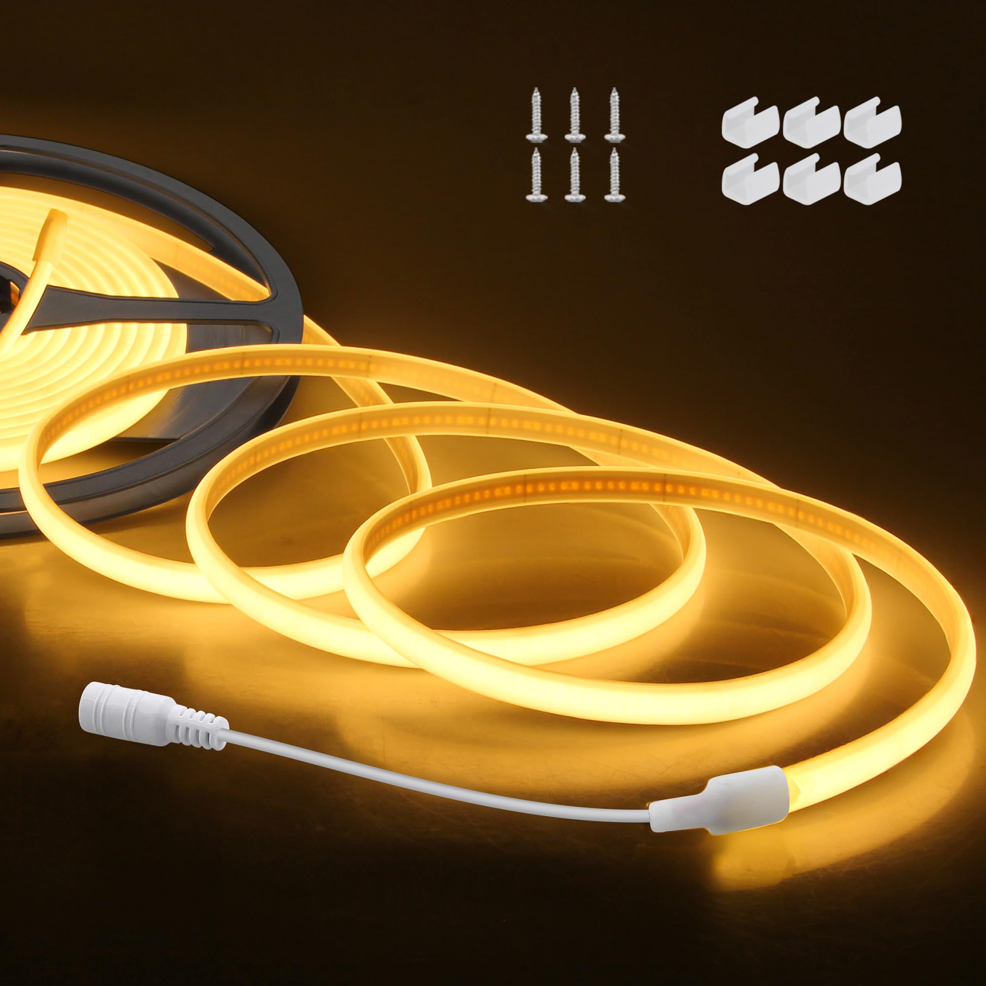 ALITOVE Outdoor COB LED Strip Light Waterproof IP67 5M 1600LEDs Warm ...