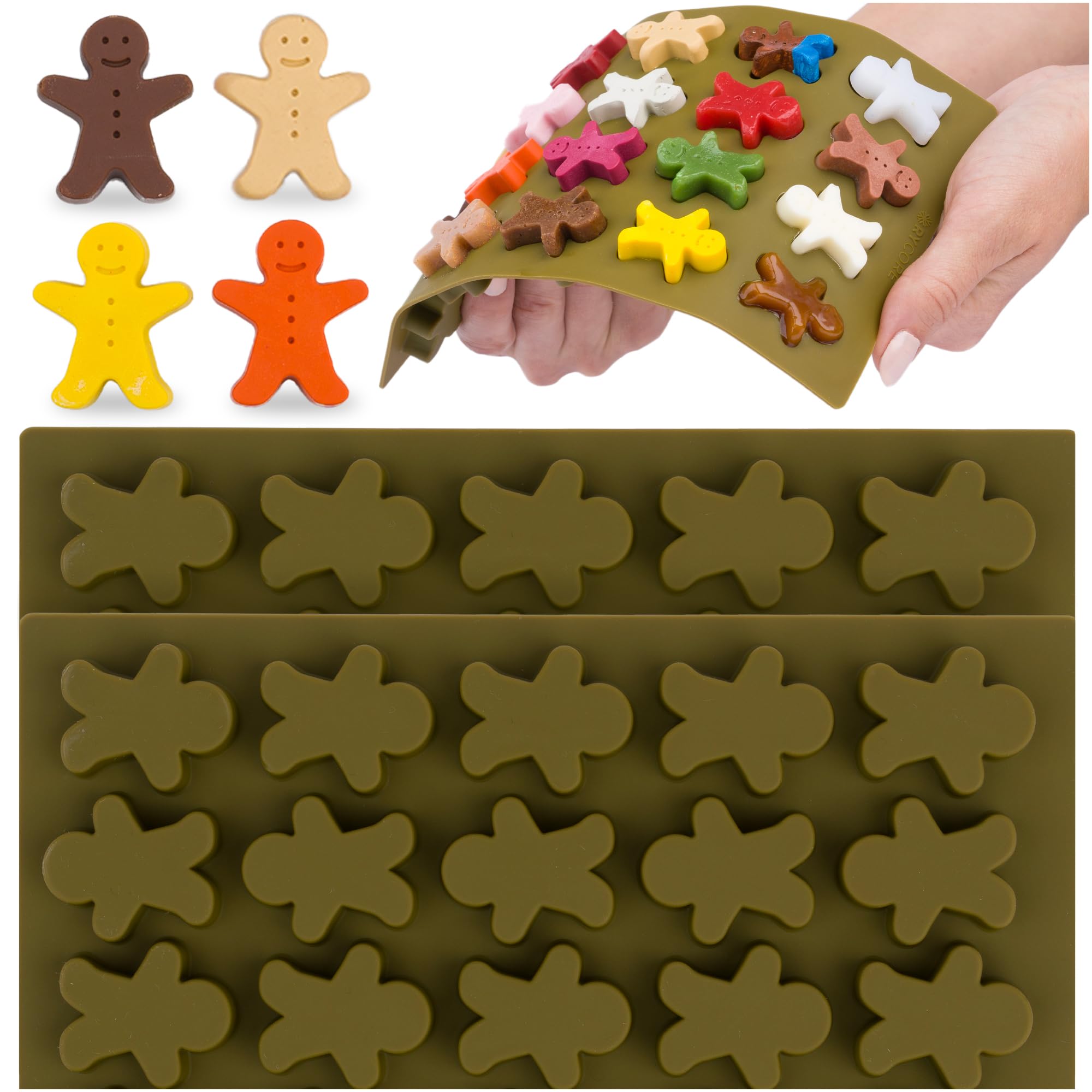 Snapklik.com : 2 Pack - Mini Gingerbread Man Silicone Mold - Perfect ...