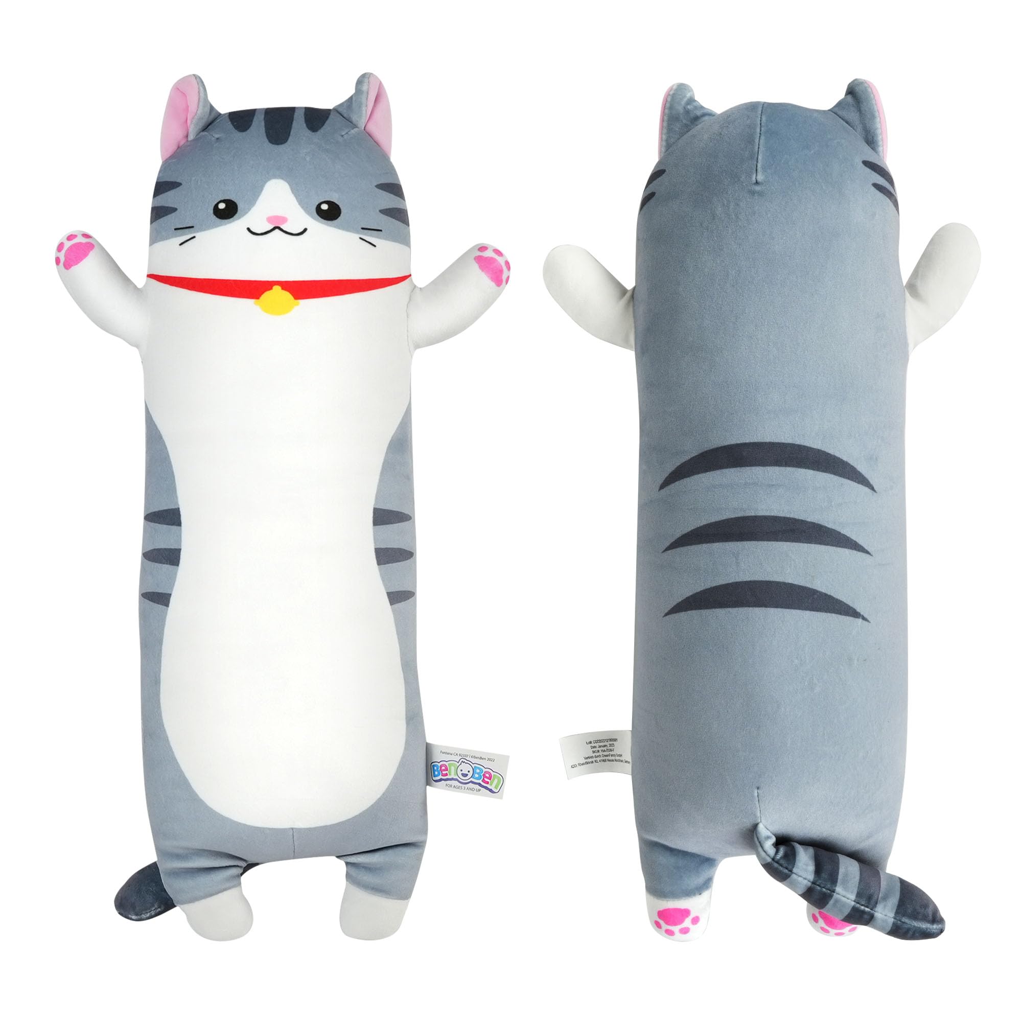 Amazon.com: BenBen Long Cat Plush Pillow, Cat Stuffed Animal Body ...