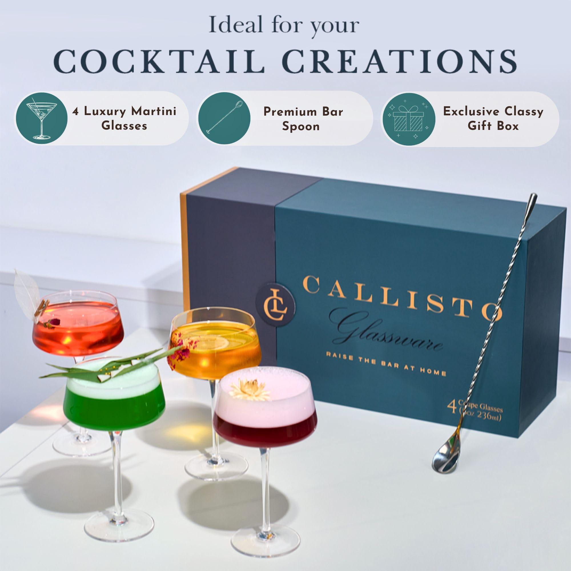 Snapklik.com : Callisto Glassware Martini Glasses Set Of 4-8oz Coupe ...