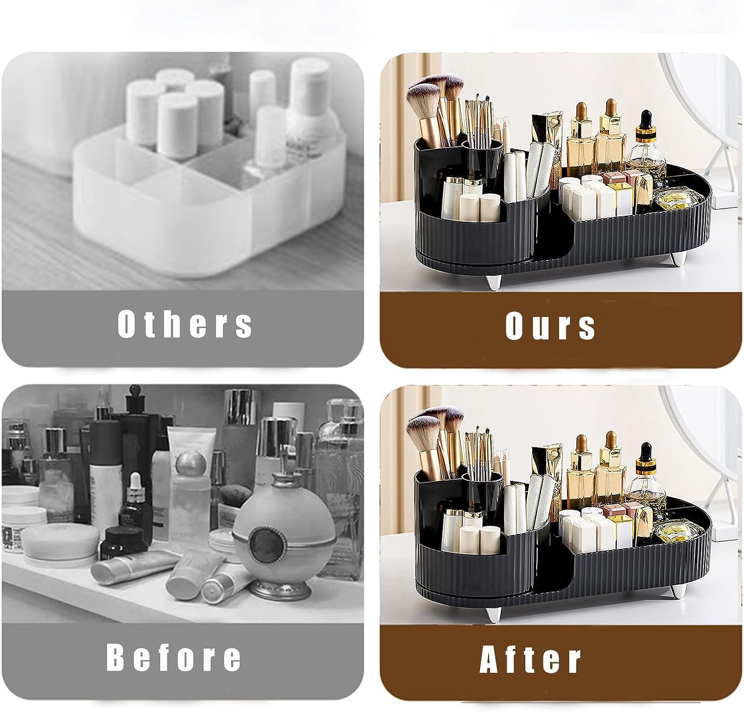 Bingobang 2 In 1 Makeup Organiser with Brush Holder, Rotating ...