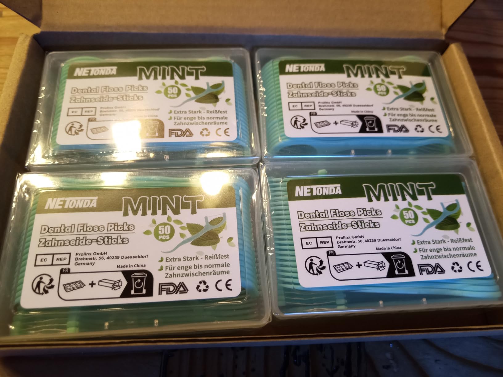 Zahnseide Sticks Minze NETONDA 200 Stück Zahnreinigung Zwischenräume ...