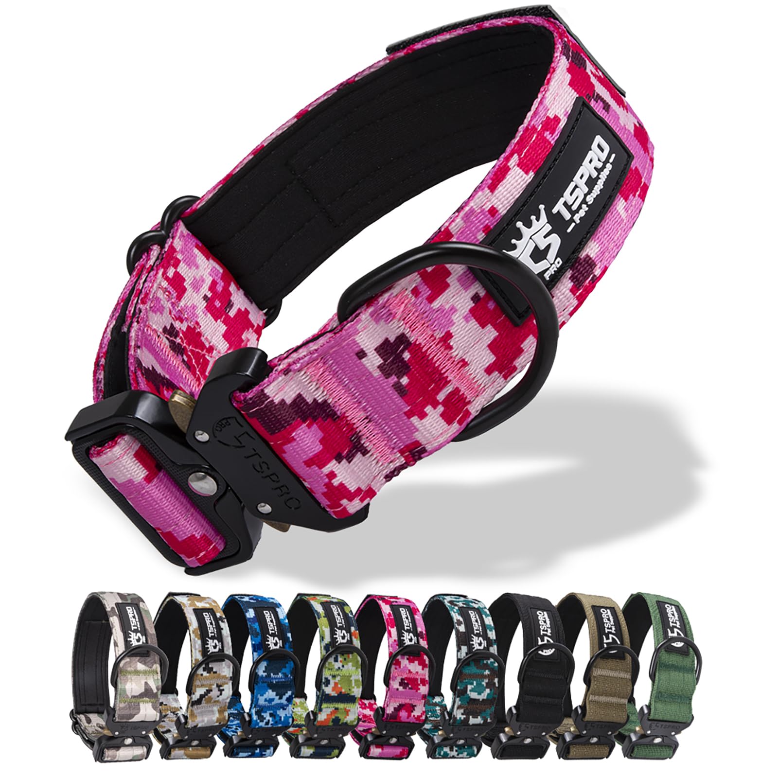 Amazon.com : TSPRO Premium Dog Collars Tactical Dog Collar with Patch ...