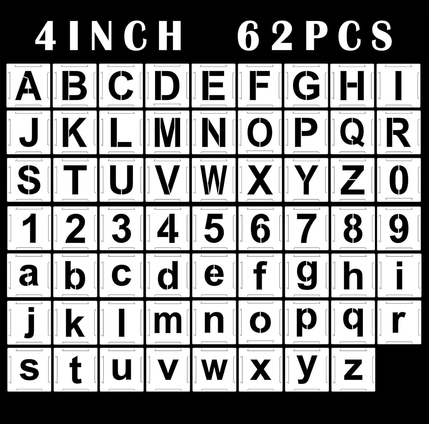 Amazon.com : Letter Stencils Interlocking Stencils 4 Inch, 62Pcs ...