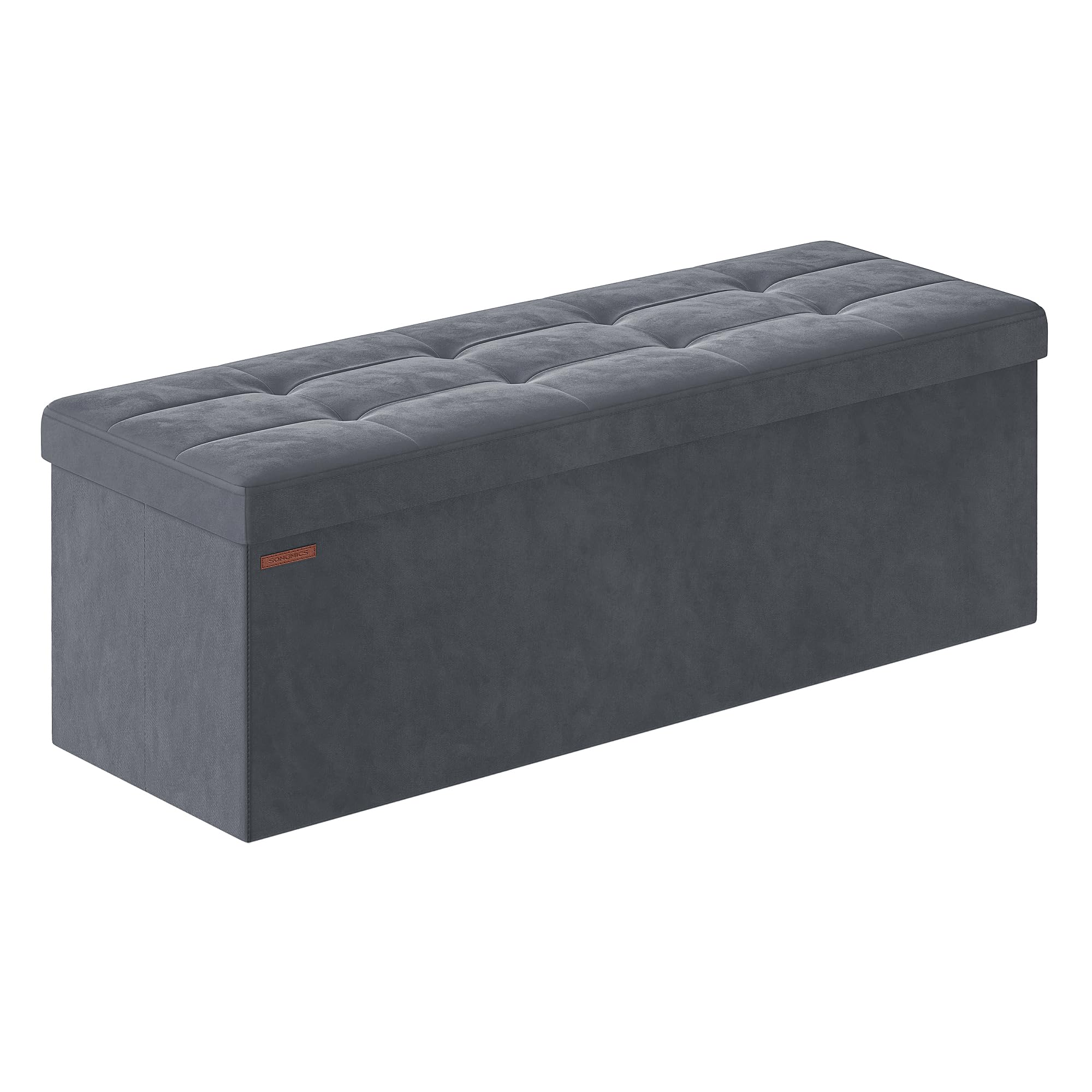 SONGMICS Storage Ottoman, Foldable Velvet Storage Bench, 2 Extra ...