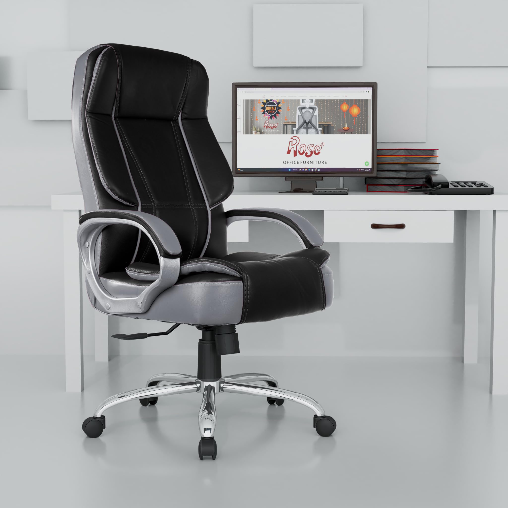 Rose Designer Chairs SpaceX Leatherette Executive High Back Revolving ...