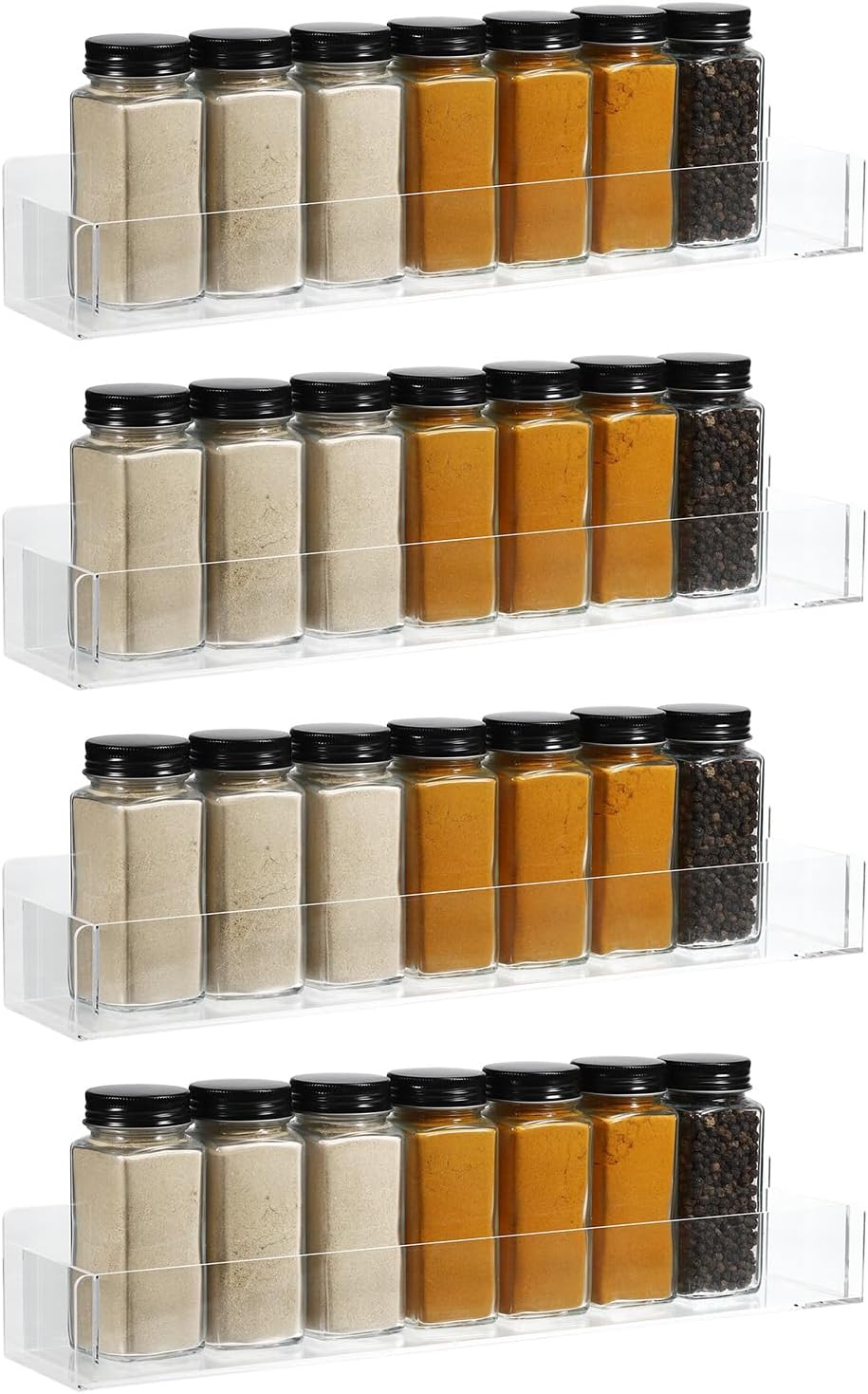 Amazon.com: uxcell Acrylic Spice Rack Wall Mount, 4 Set Acrylic Spice ...