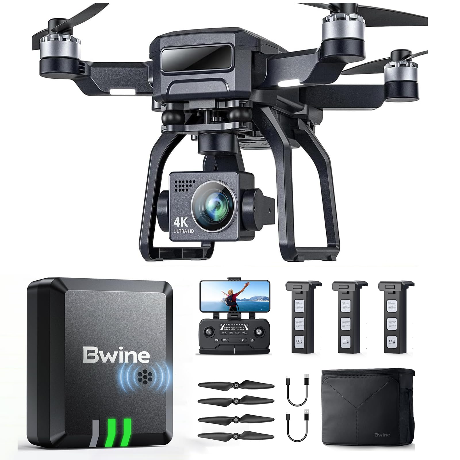 Amazon.com: Bwine GPS 3-Aix Gimbal 4k Drone with Camera for Adults ...
