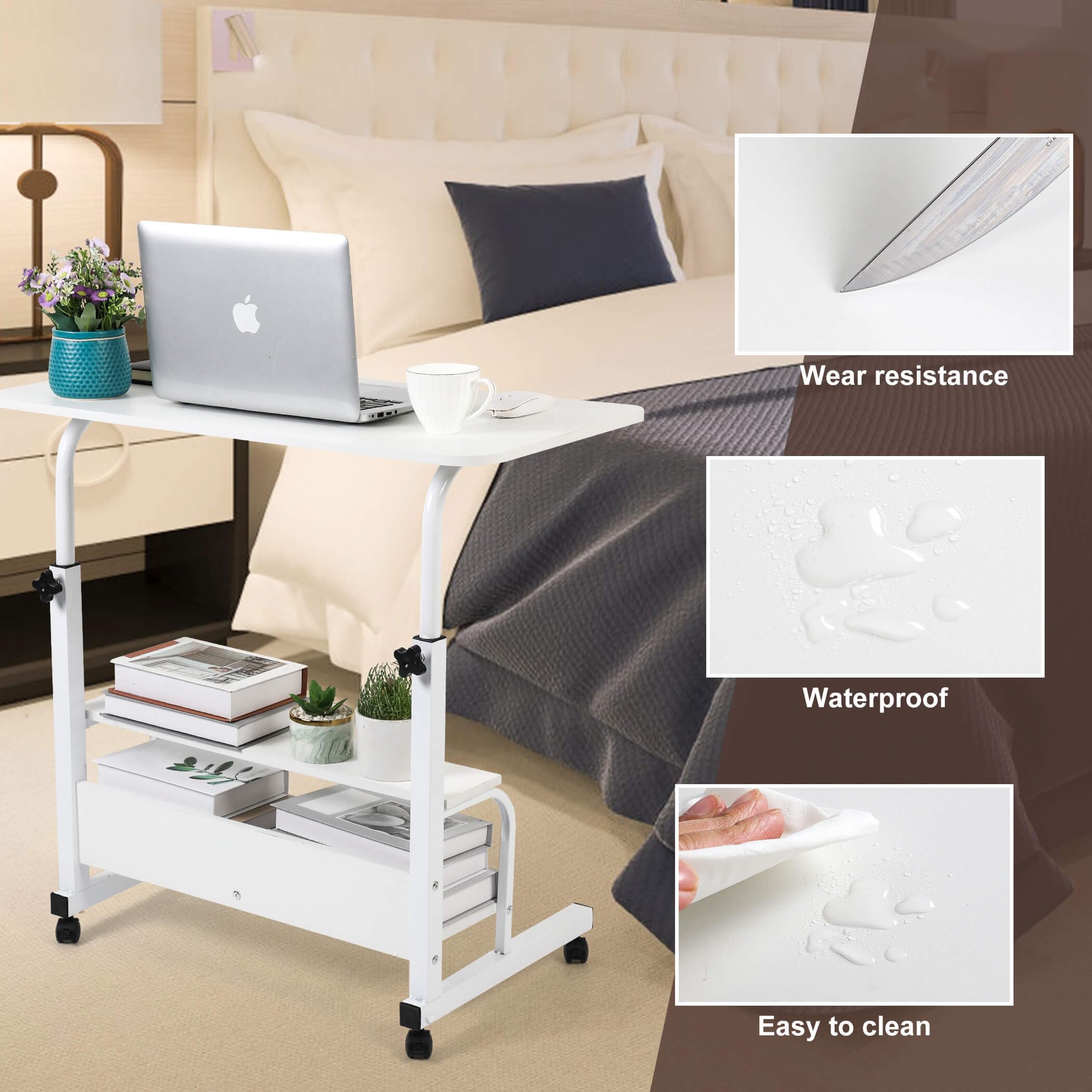 Adjustable Home Office Desk Portable Study Computer Rolling Desk for ...