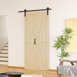 Amazon.com: SOLRIG Bi-Fold Barn Door 42"（21" x2） x 84", K Shaped with ...