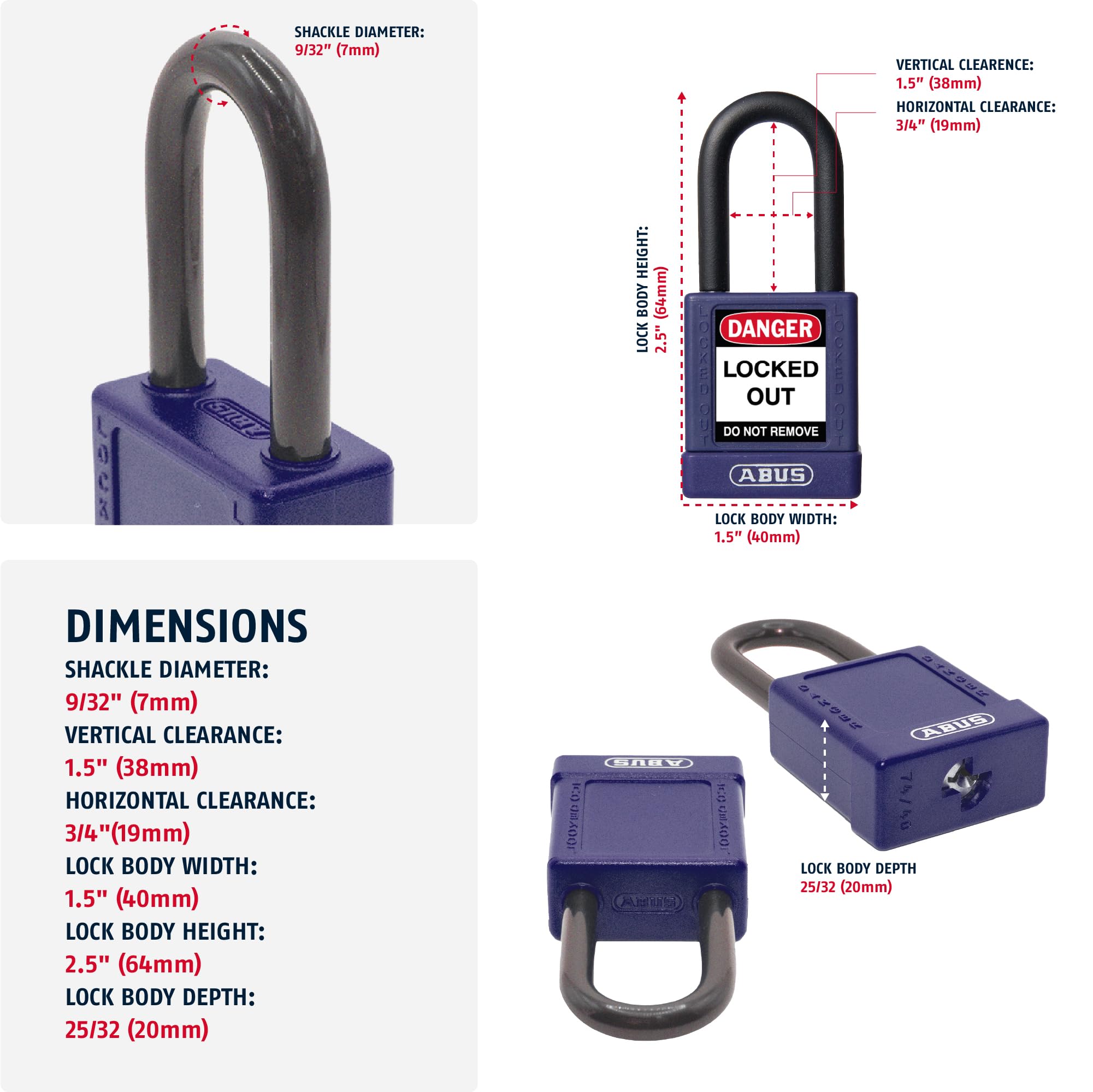 Snapklik.com : ABUS Purple Pack Of 10 Lockout Tagout Premium Solid Body ...