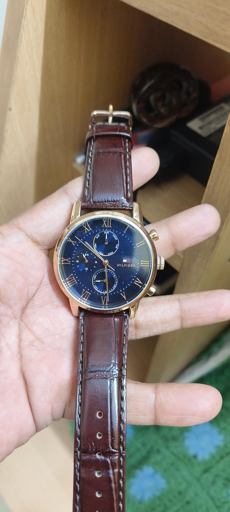 Tommy Hilfiger Quartz Multifunction Blue Dial Leather Strap Watch for ...