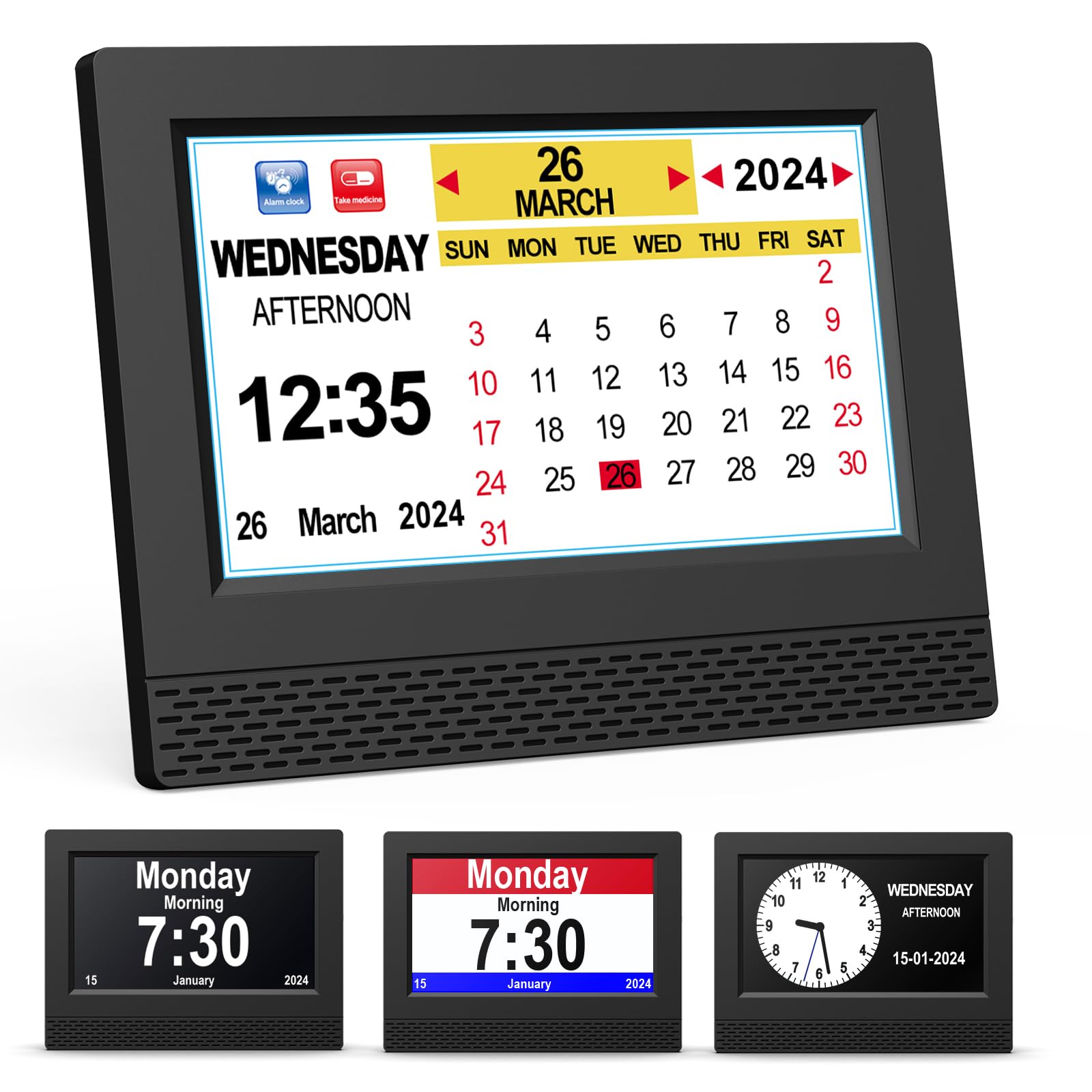 Amazon.com: SENXINGYAN Digital Calendar Alarm Clock, 7" HD Large Screen ...