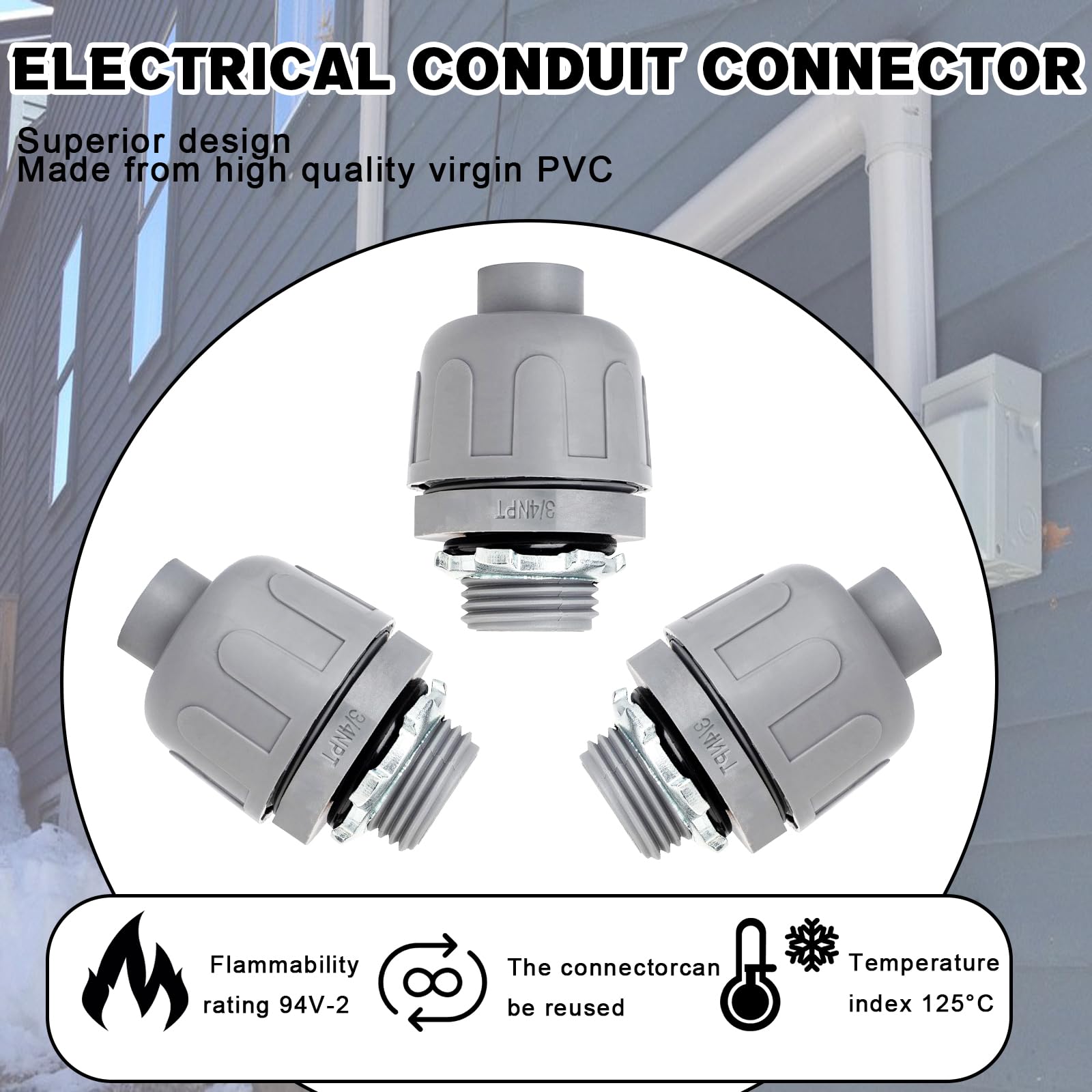 Snapklik.com : 3/4 Inch Liquid Tight Connector PVC Flexible Conduit ...