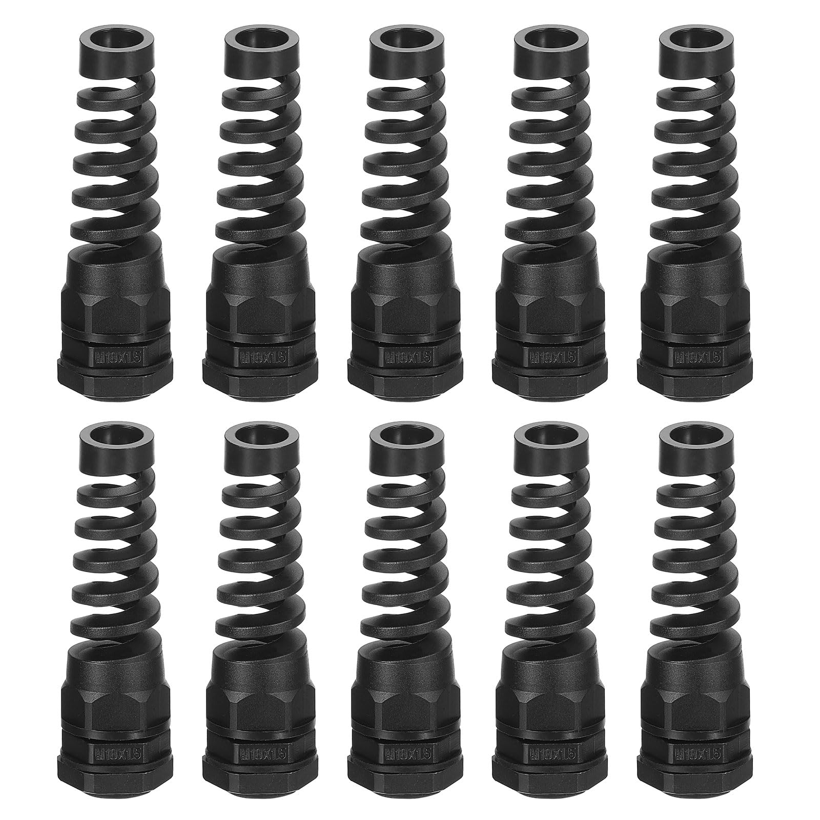 sourcing map 10Pcs Waterproof Cable Gland, M18 Nylon Spiral Strain ...