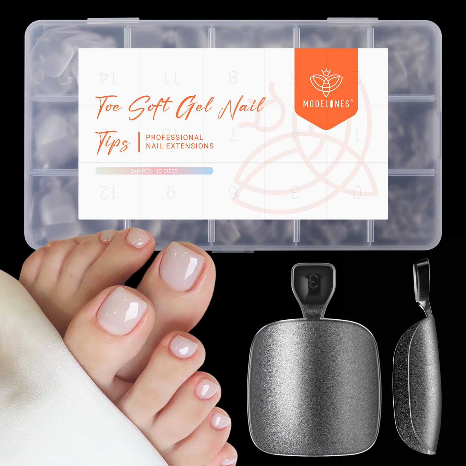 Snapklik.com : Modelones Toe Nail Tips Short Square Soft Gel Tips ...