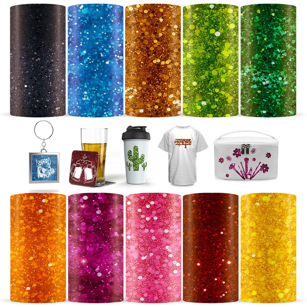 LUCKIGUCK Glitter Infusible Transfer Ink Sheets, 10 Pieces/Set, Fusible ...