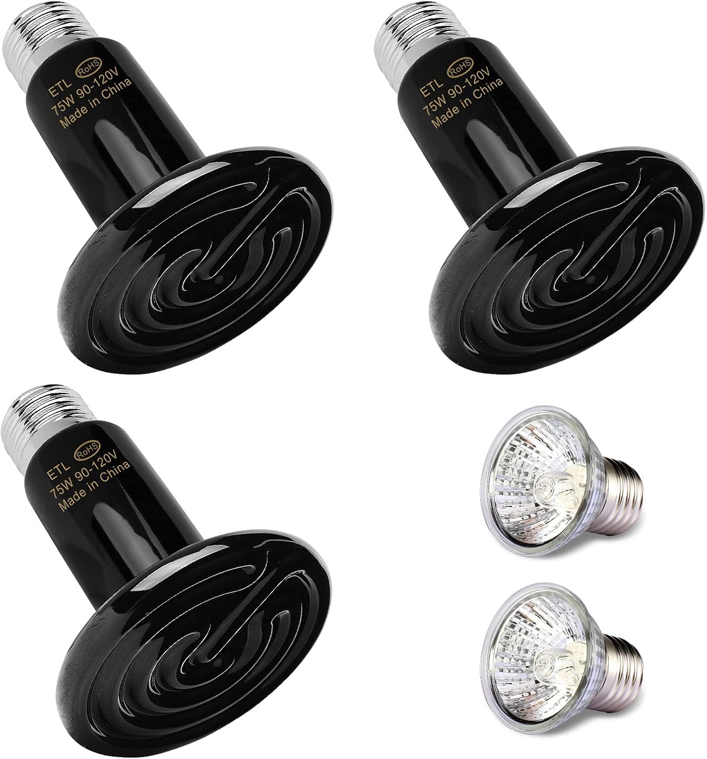 Amazon.com : 75W 3 Pack Infrared Ceramic Heat Emitter Reptile Heat Lamp ...