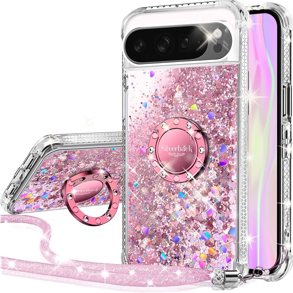 Amazon.com: Silverback for Pixel 9 Pro XL Case, Moving Liquid Holographic Sparkle Glitter Case ...