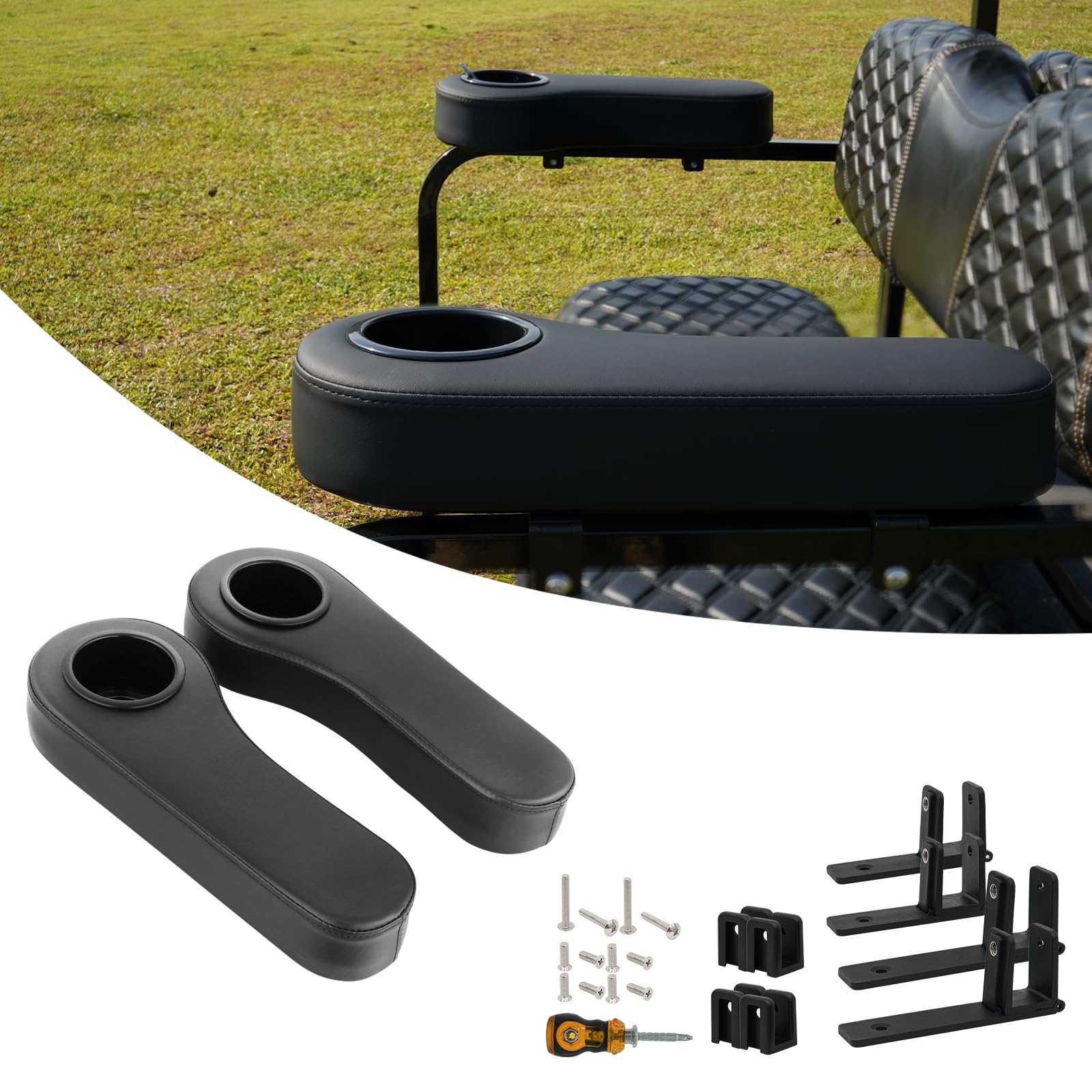 Amazon.com : HANGKUNNEE Golf Cart Armrest for Golf Cart Rear Seat kit ...
