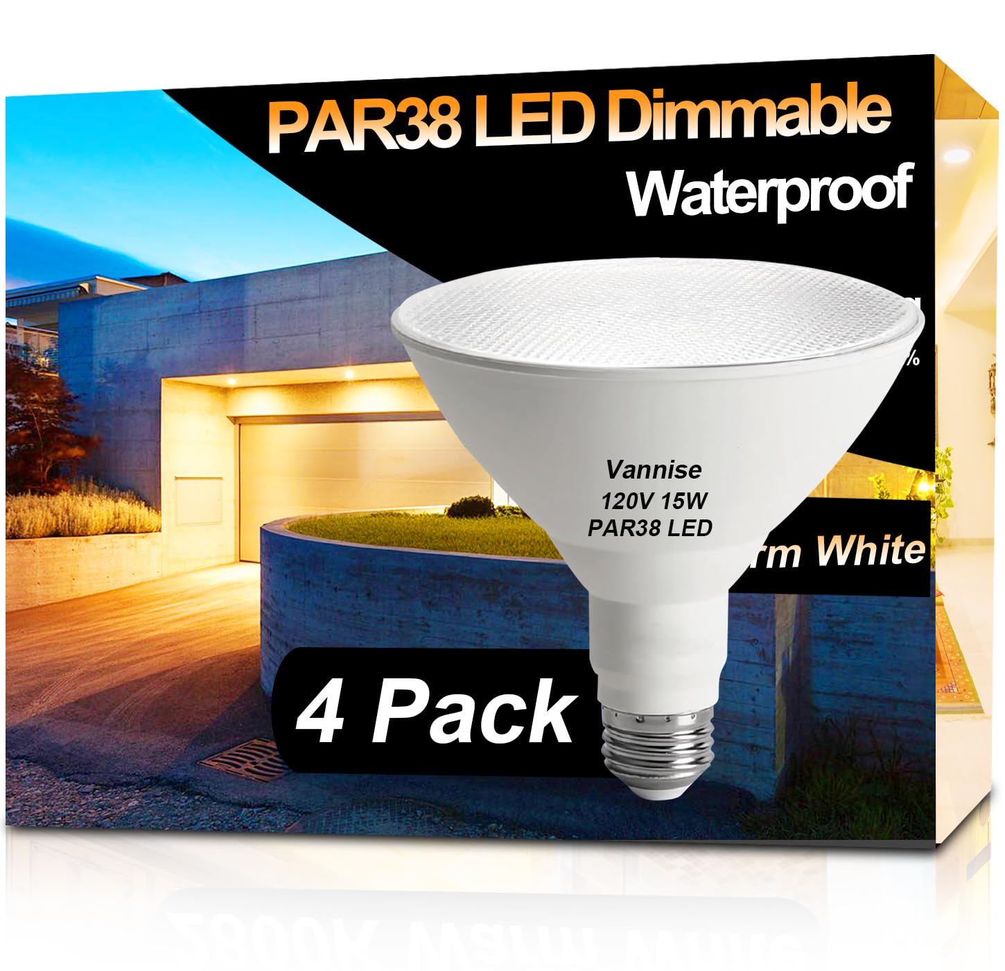 Vannise Par38 LED Flood Light Bulbs High Output 1300LM 120W Equivalent ...